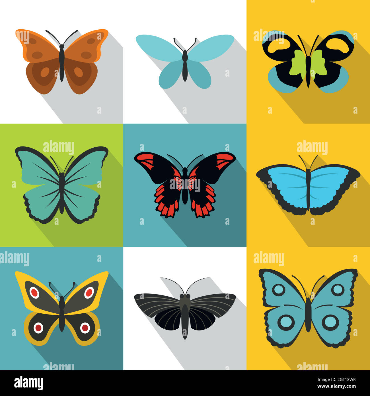 Flying butterfly icons set, flat style Stock Vector Image & Art - Alamy