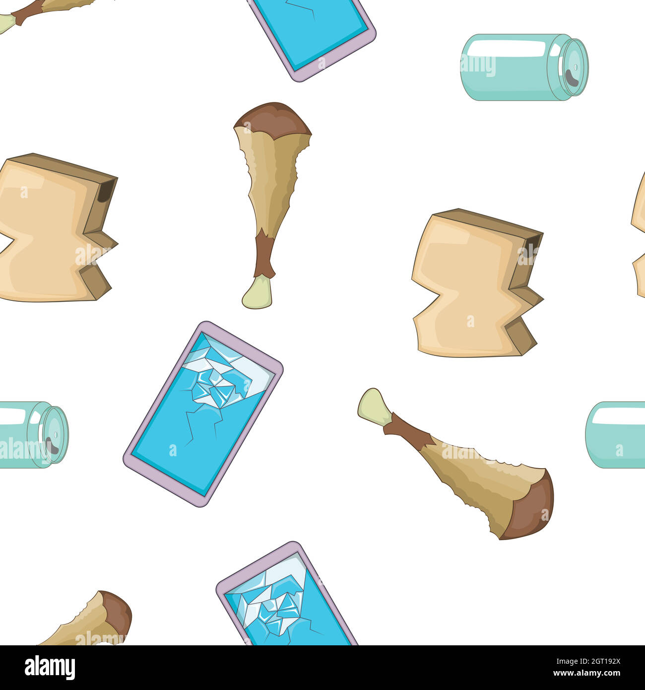Garbage pattern, cartoon style Stock Vector Image & Art - Alamy
