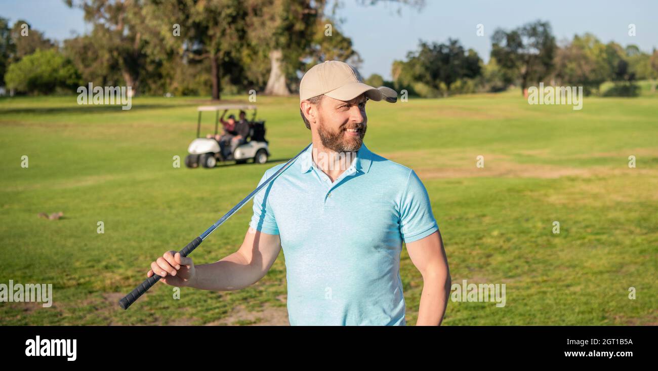 Happy male golf player hi-res stock photography and images - Alamy