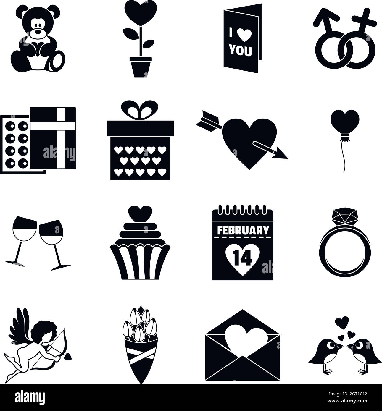 Saint Valentine Icons Set Simple Style Stock Vector Image And Art Alamy