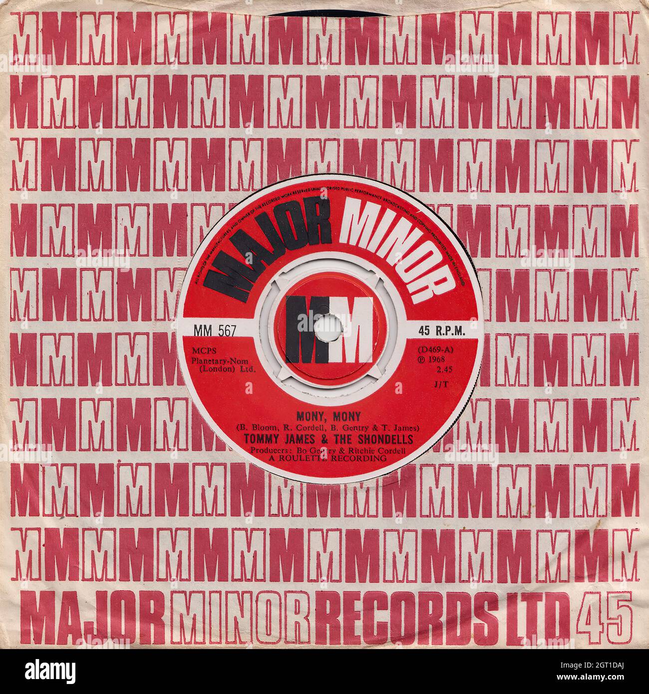 Tommy James & The Shondells - Mony, Mony - One two three and i fell 45rpm - Vintage Vinyl Record ...