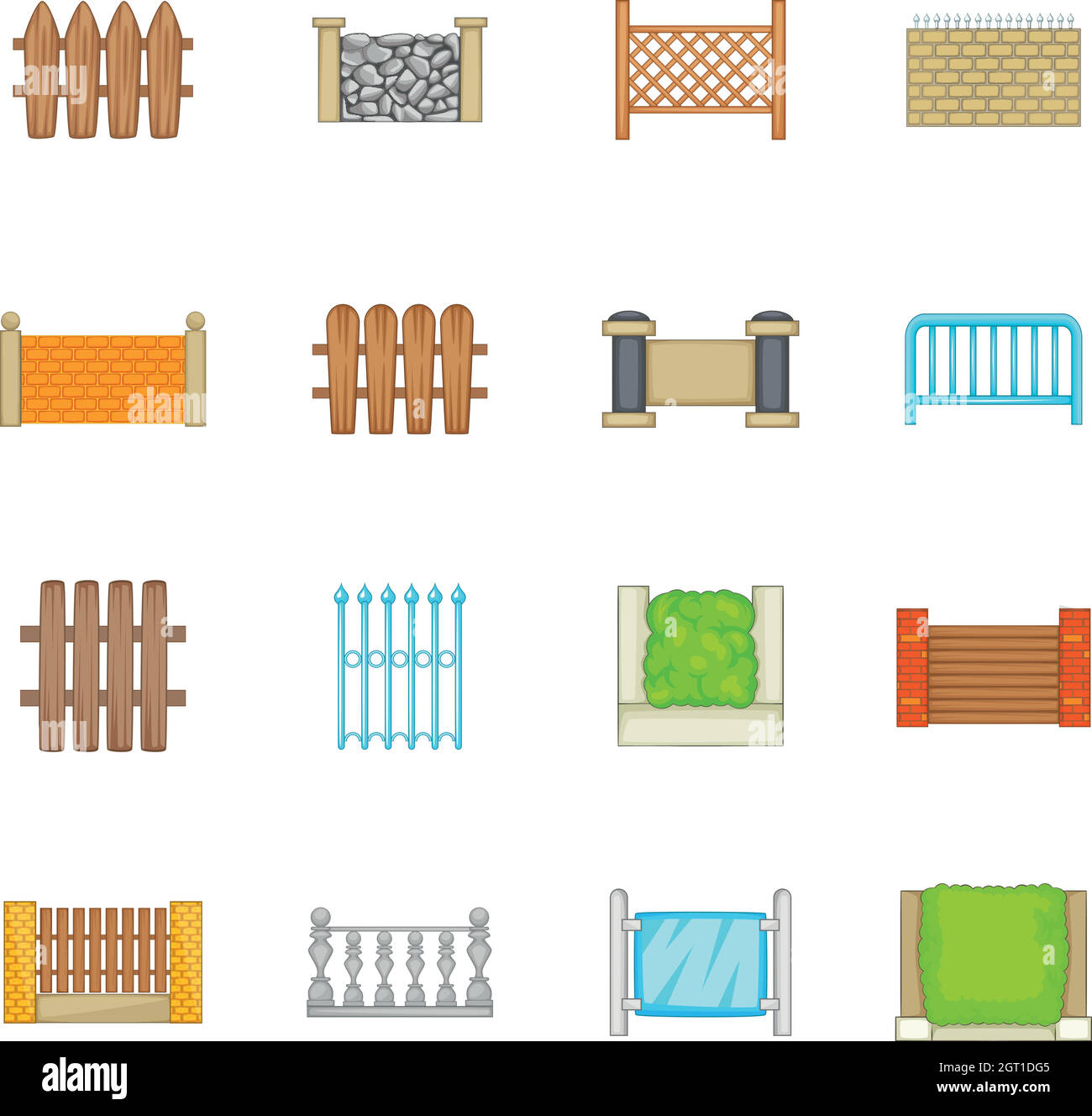 Fencing modules icons set, cartoon style Stock Vector Image & Art - Alamy