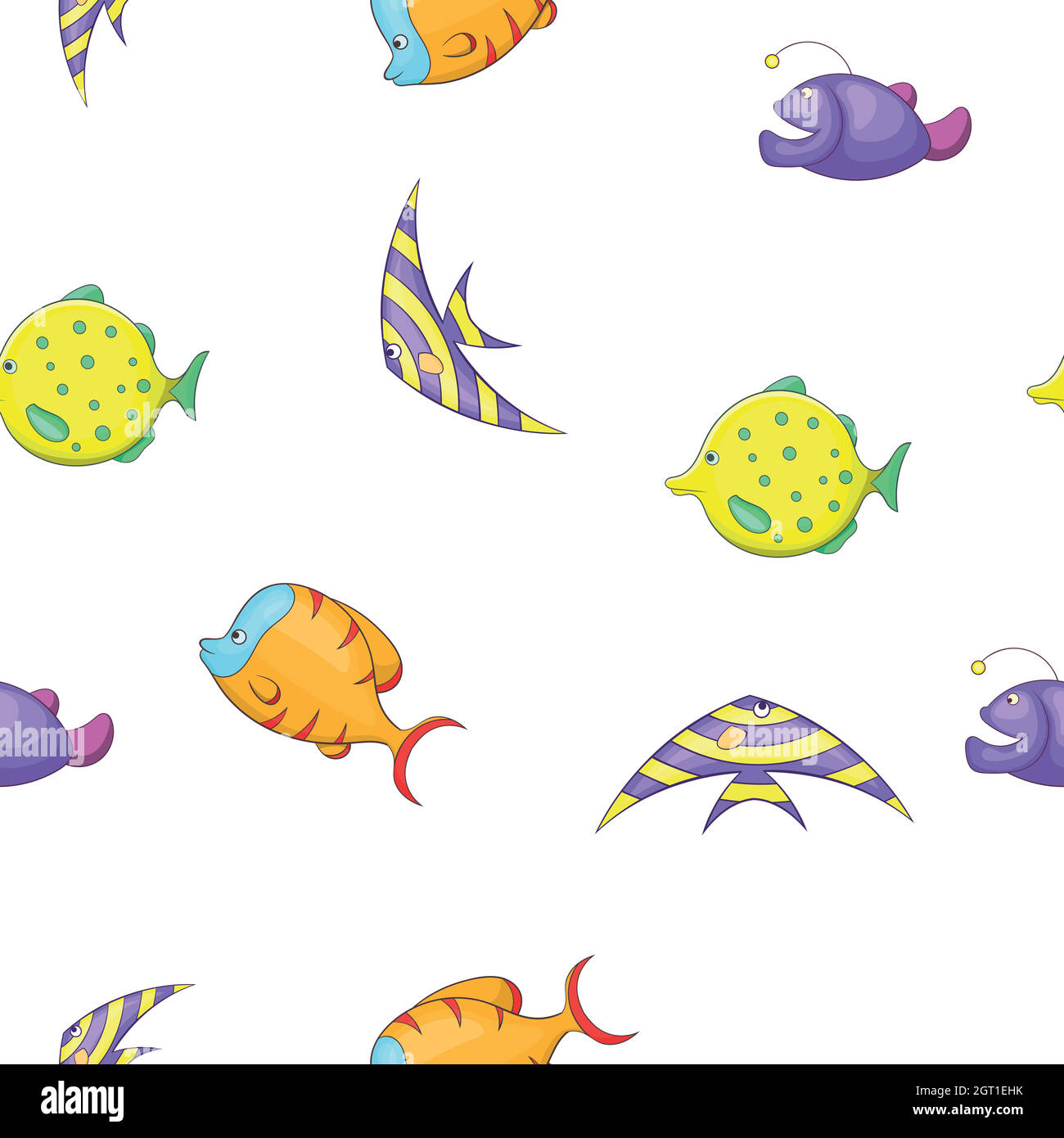 Marine fish pattern, cartoon style Stock Vector Image & Art - Alamy