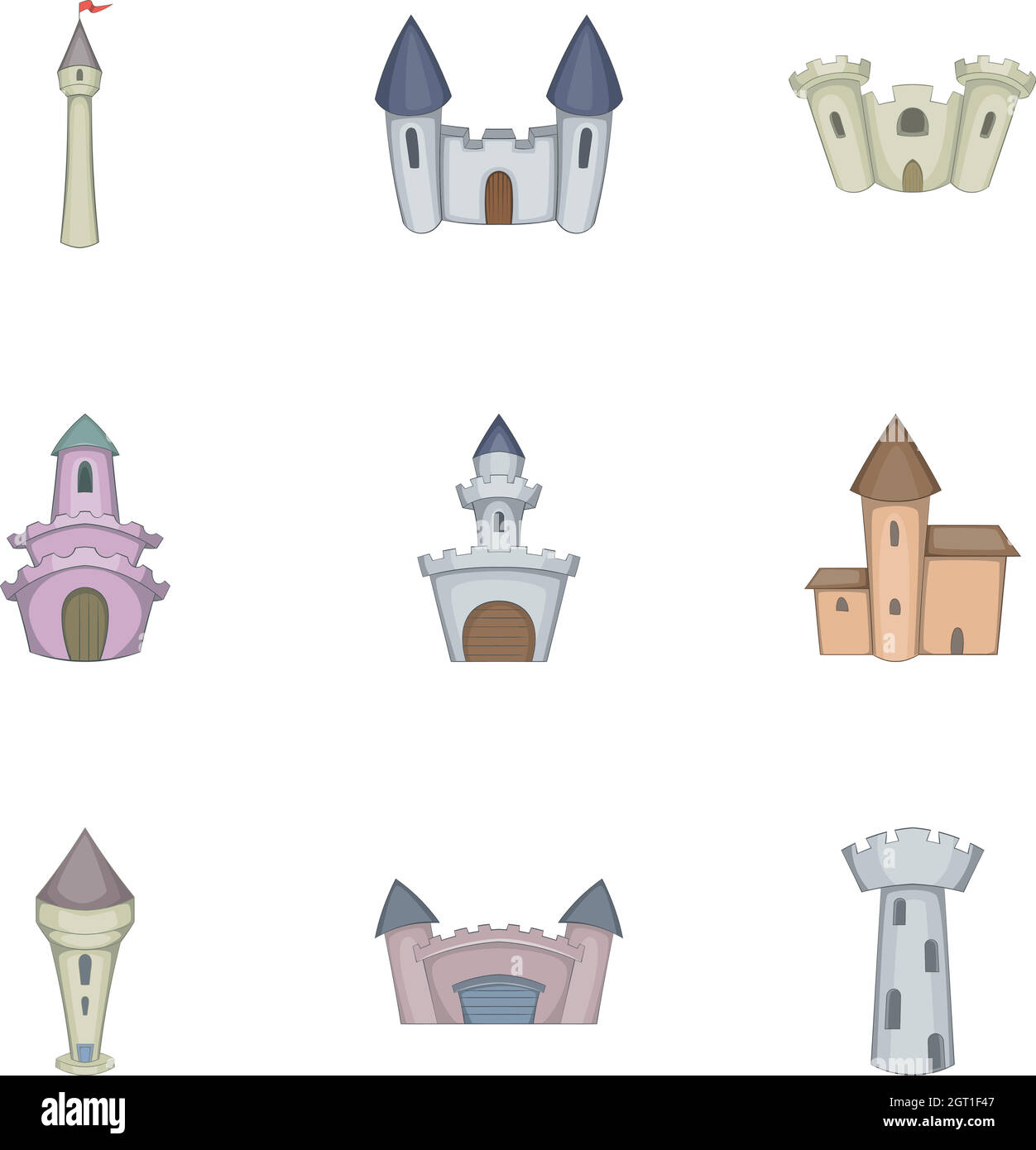Historical ancient castle icons set, cartoon style Stock Vector Image ...