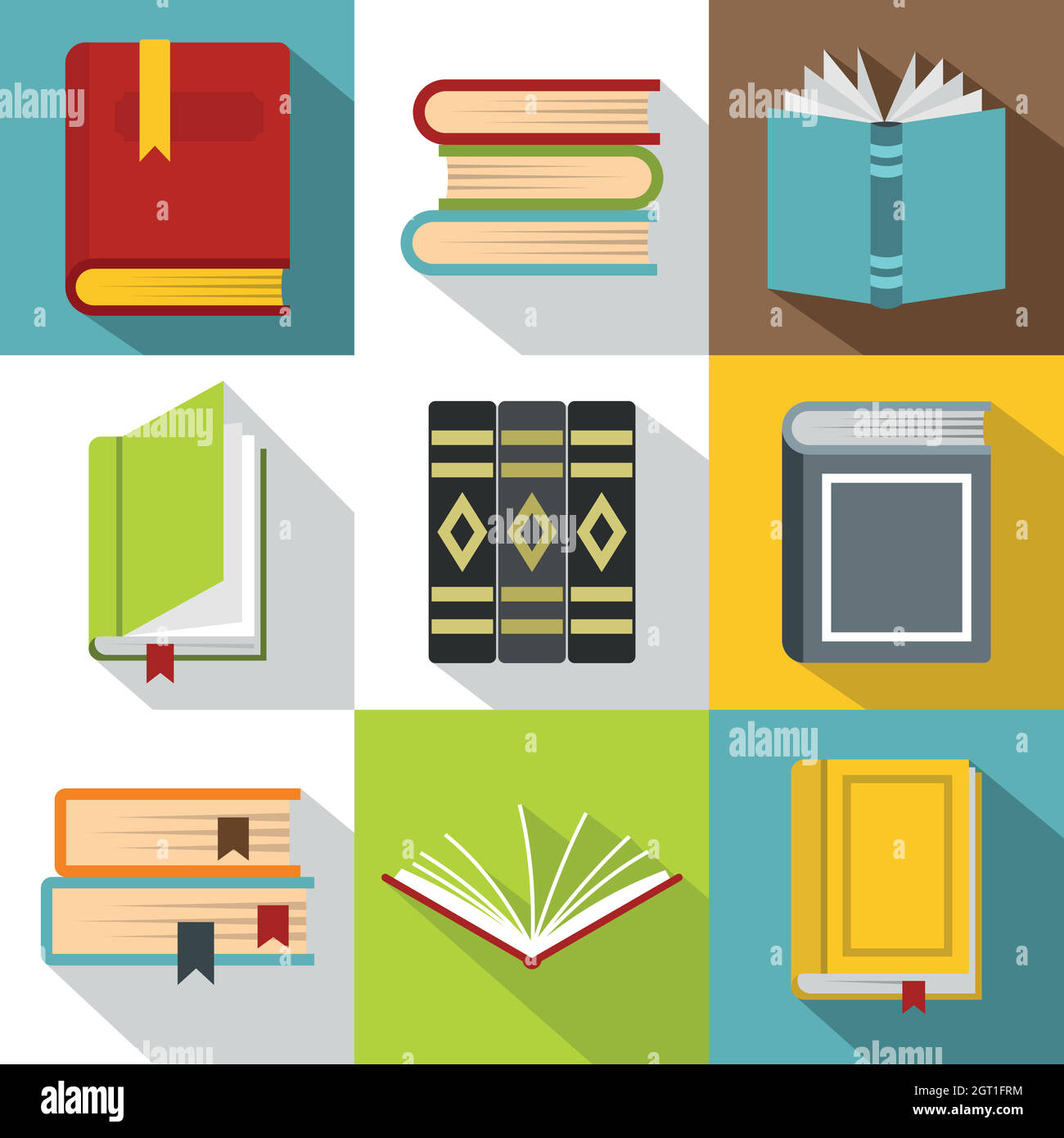 Books icons set, flat style Stock Vector Image & Art - Alamy