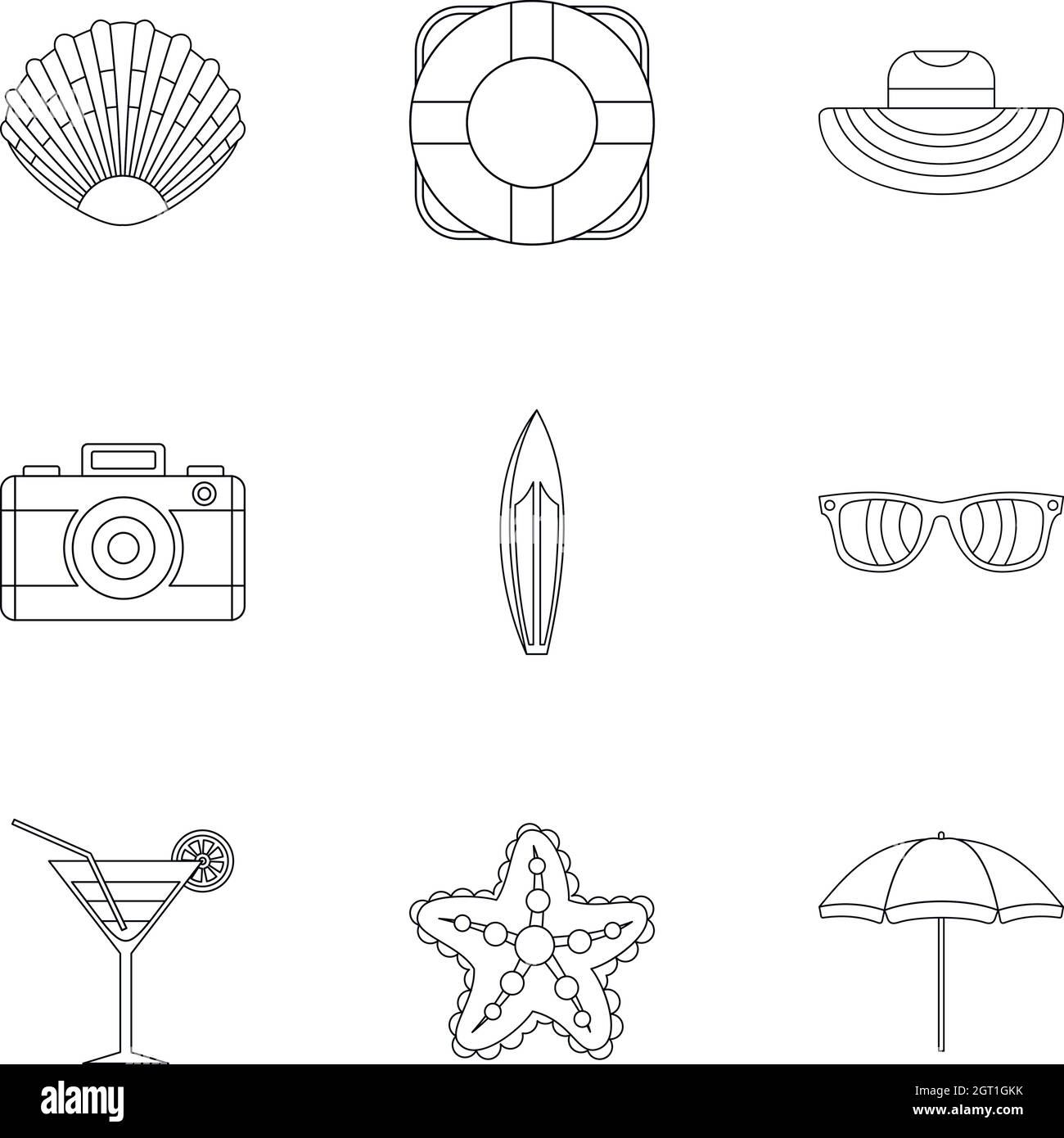 Beach icons set, outline style Stock Vector Image & Art - Alamy
