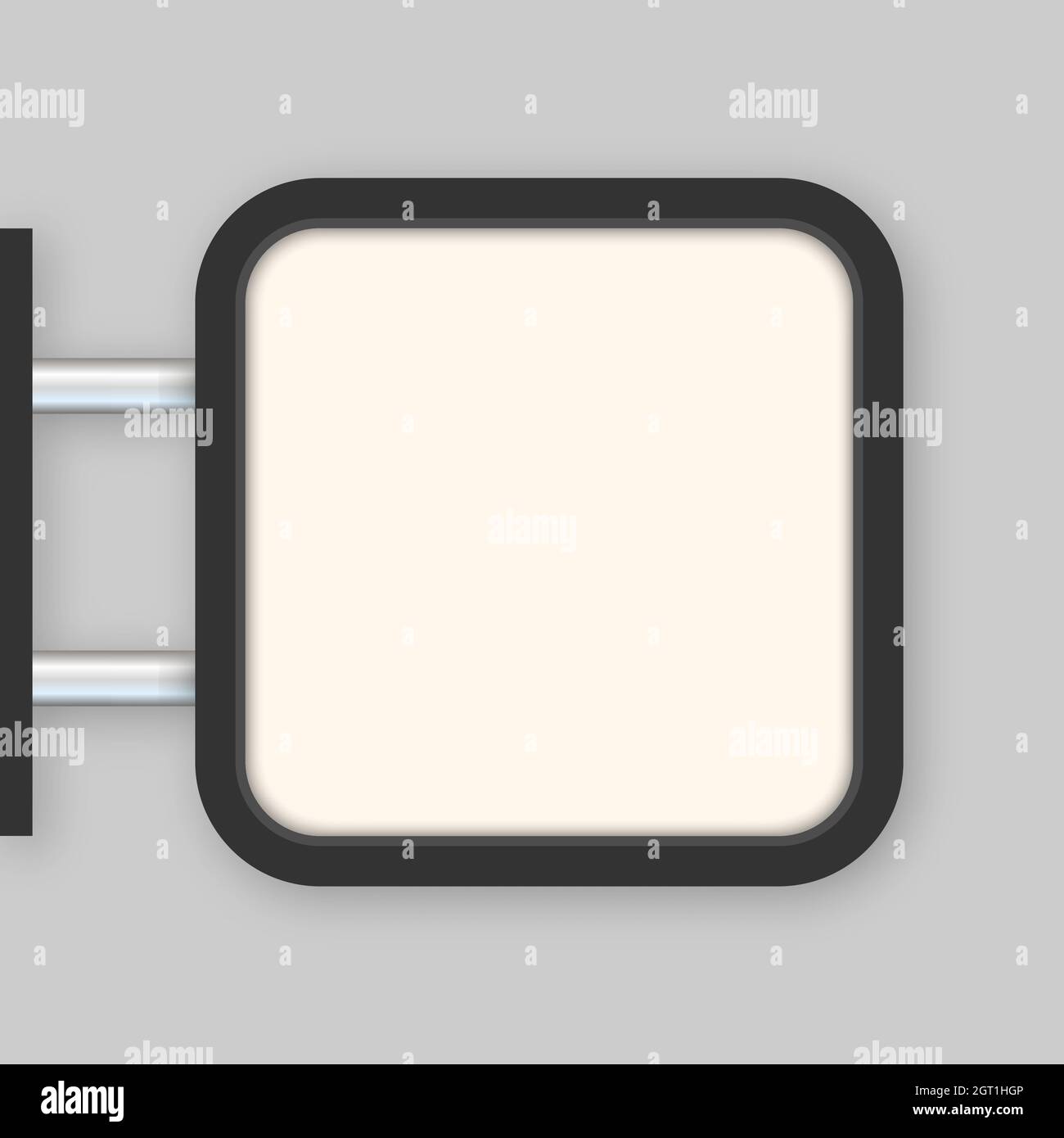 Rectangular signage light box signboard. Neon icon. Black metal cafe ...