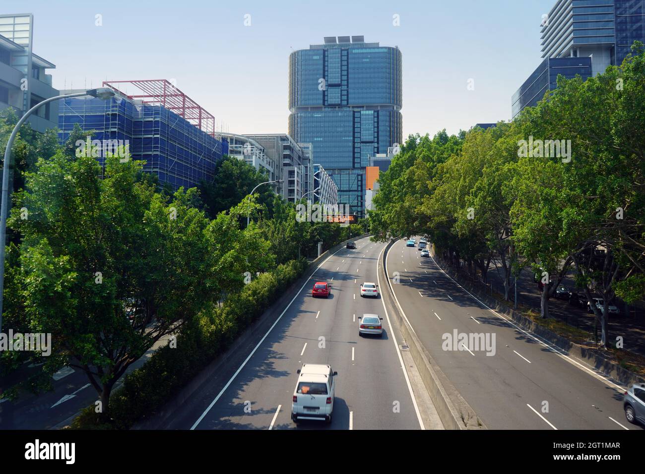 View of Western Distributor from a footbridge over the road Stock Photo ...