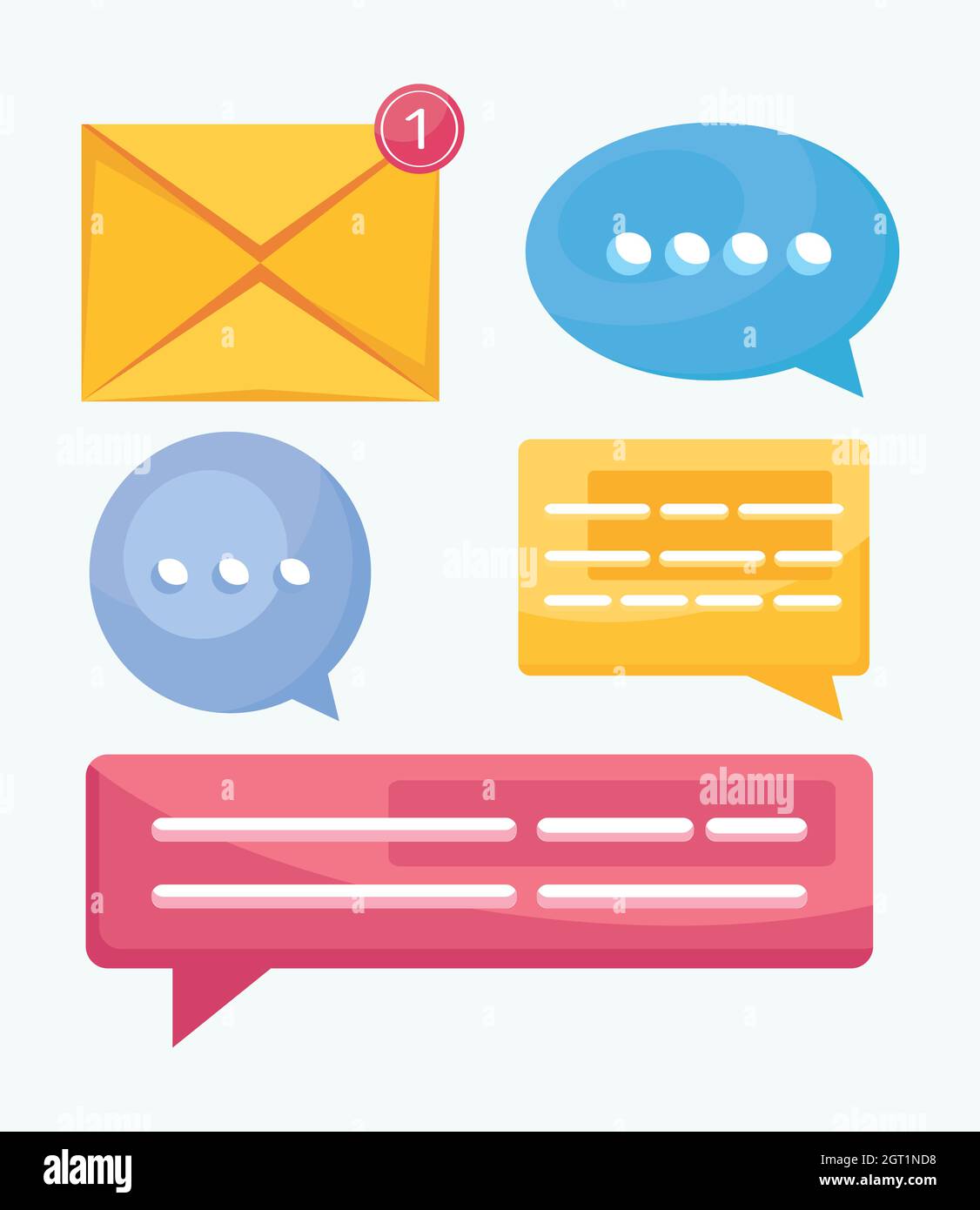 five messaging communication icons Stock Vector Image & Art - Alamy