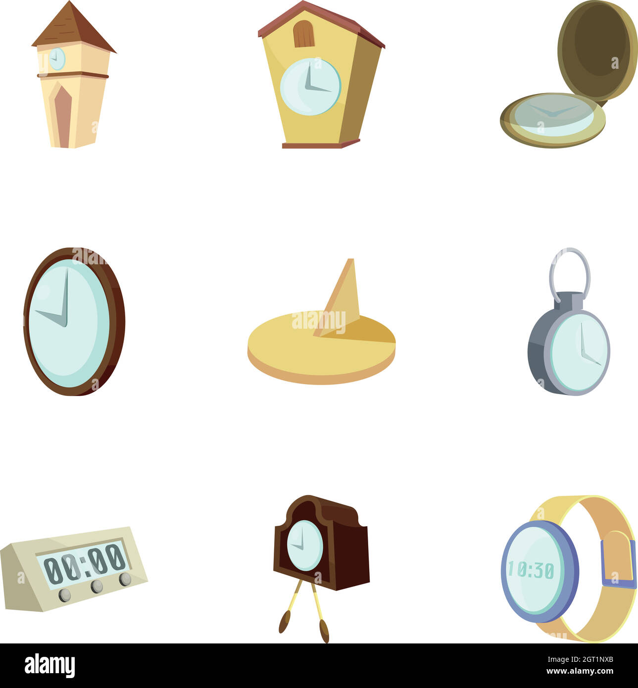 Clocks, time icons set, cartoon style Stock Vector Image & Art - Alamy