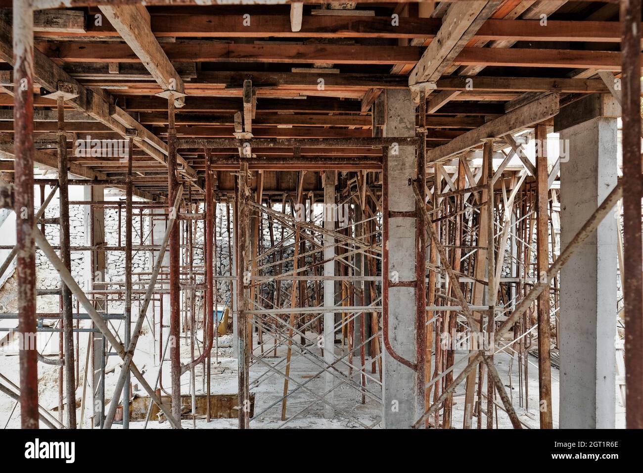 Close Up View Of Timber Supports On The Construction Site Stock Photo ...