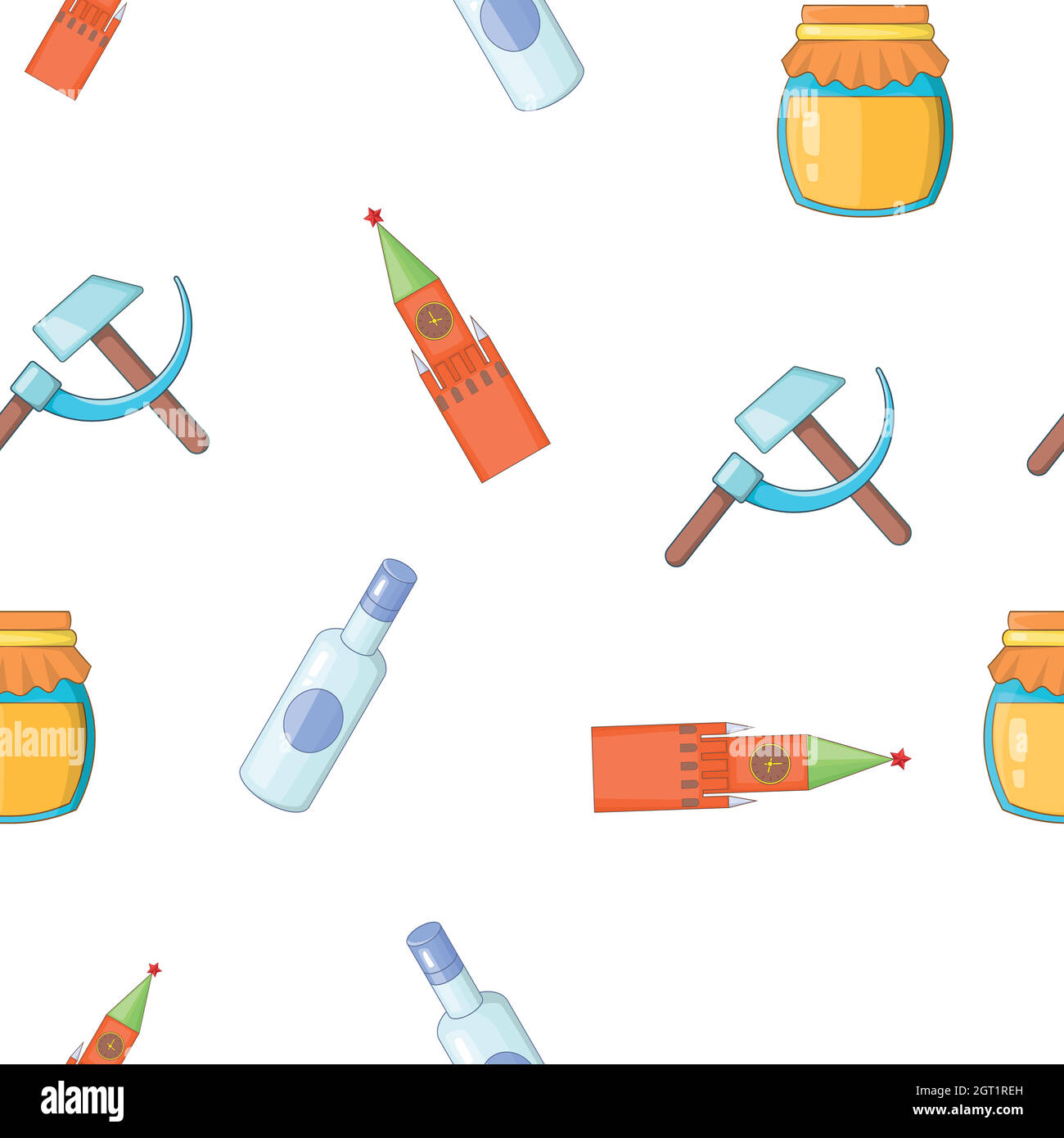 Attractions of Russia pattern, cartoon style Stock Vector Image & Art ...