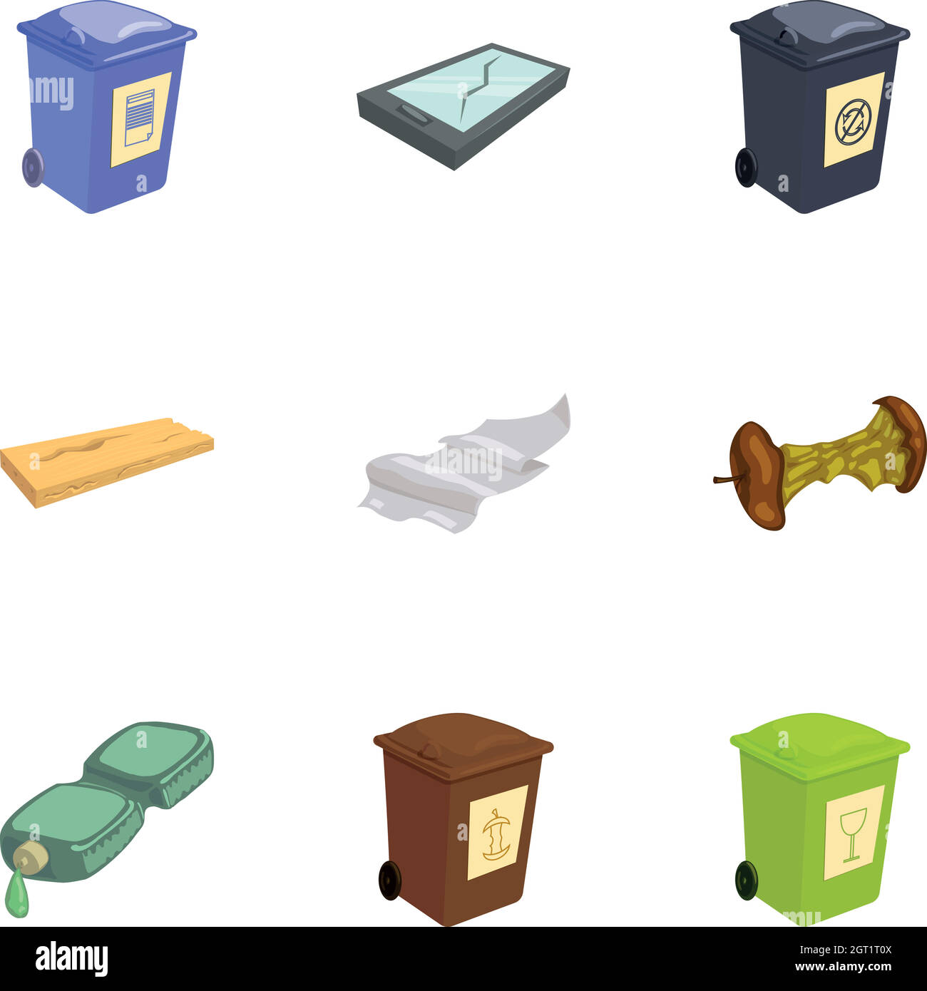 Trash for recycling icons set, cartoon style Stock Vector Image & Art ...