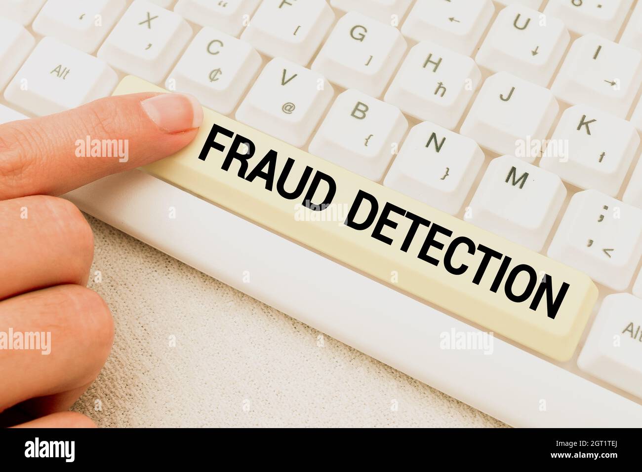 Hand writing sign Fraud Detection. Business showcase identification of ...