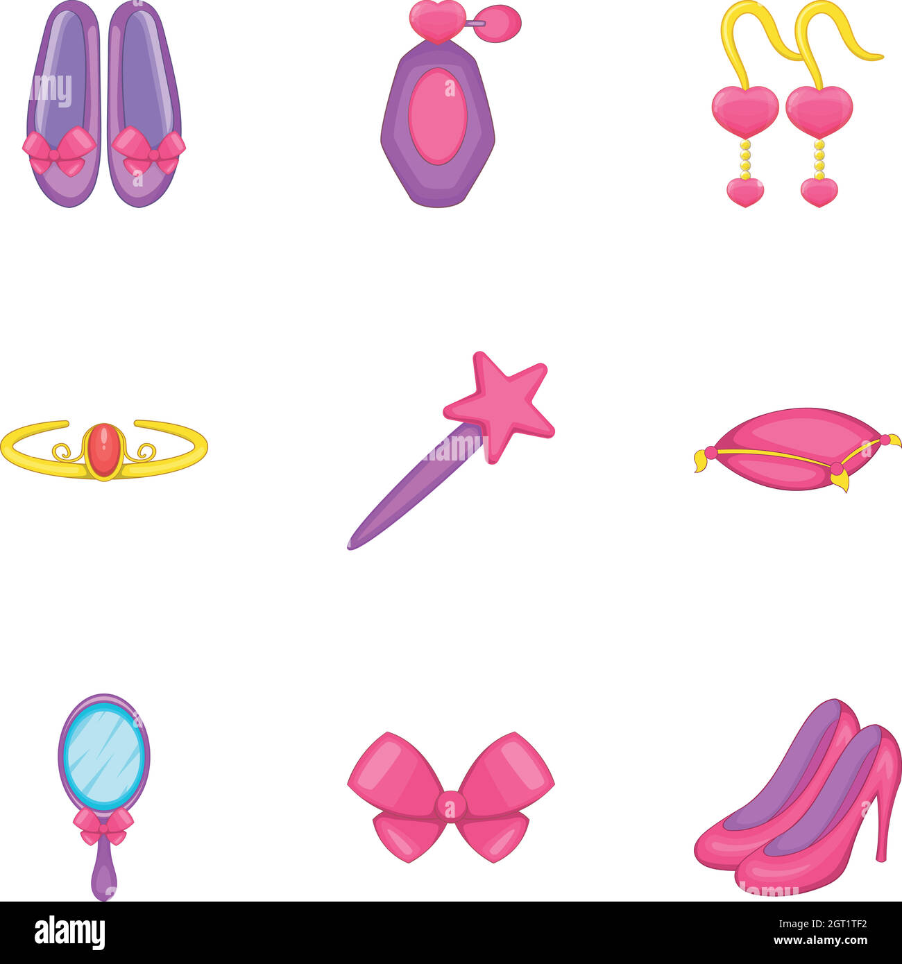 Jewellery of a little girl icons set cartoon style Stock Vector Image ...