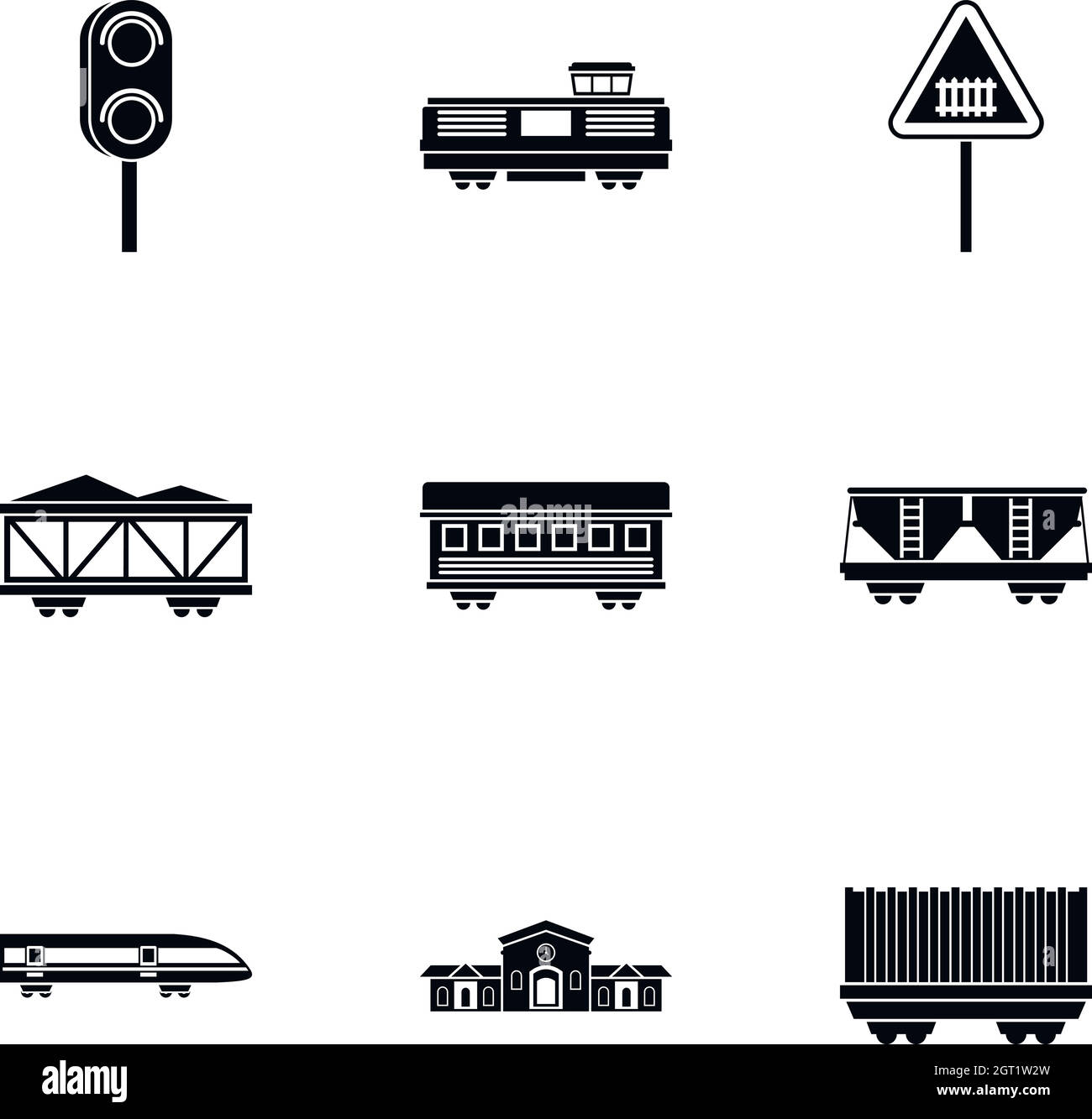 Railway transport icons set, simple style Stock Vector Image & Art - Alamy