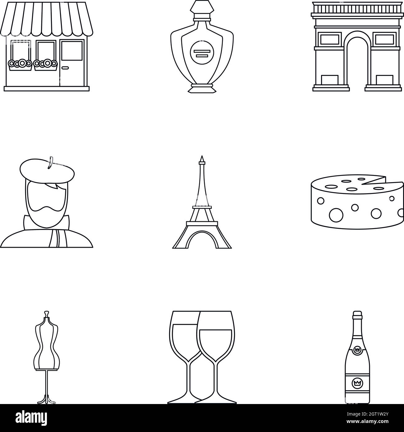 France Republic icons set, outline style Stock Vector Image & Art - Alamy