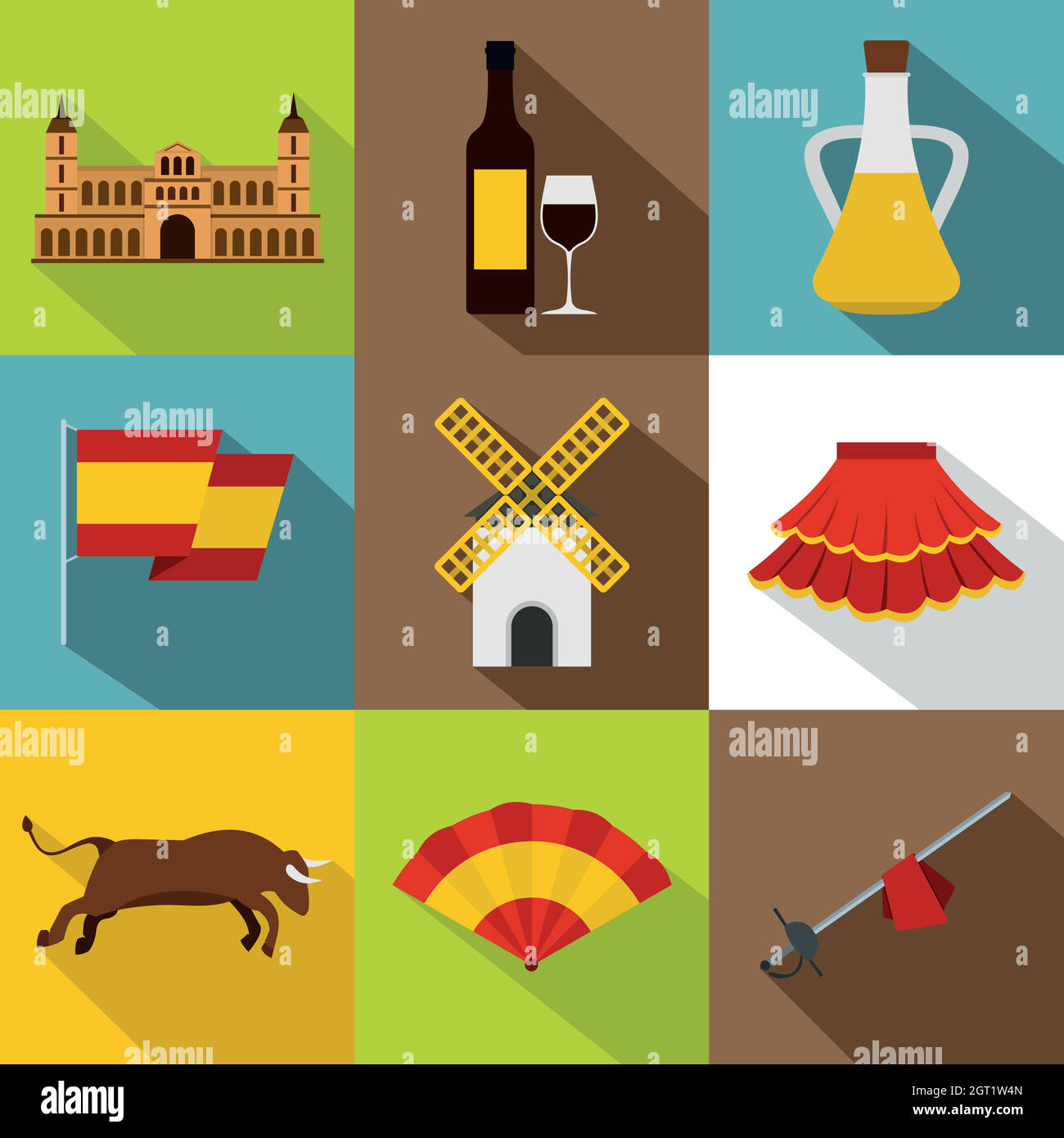 Country Spain icons set, flat style Stock Vector Image & Art - Alamy