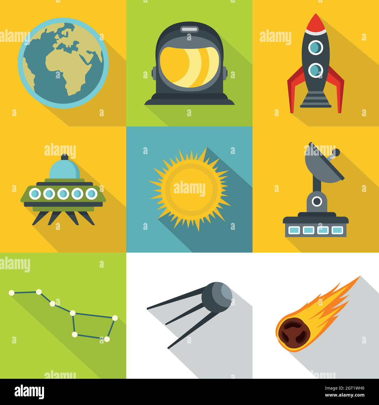 Galaxy icons set, flat style Stock Vector Image & Art - Alamy