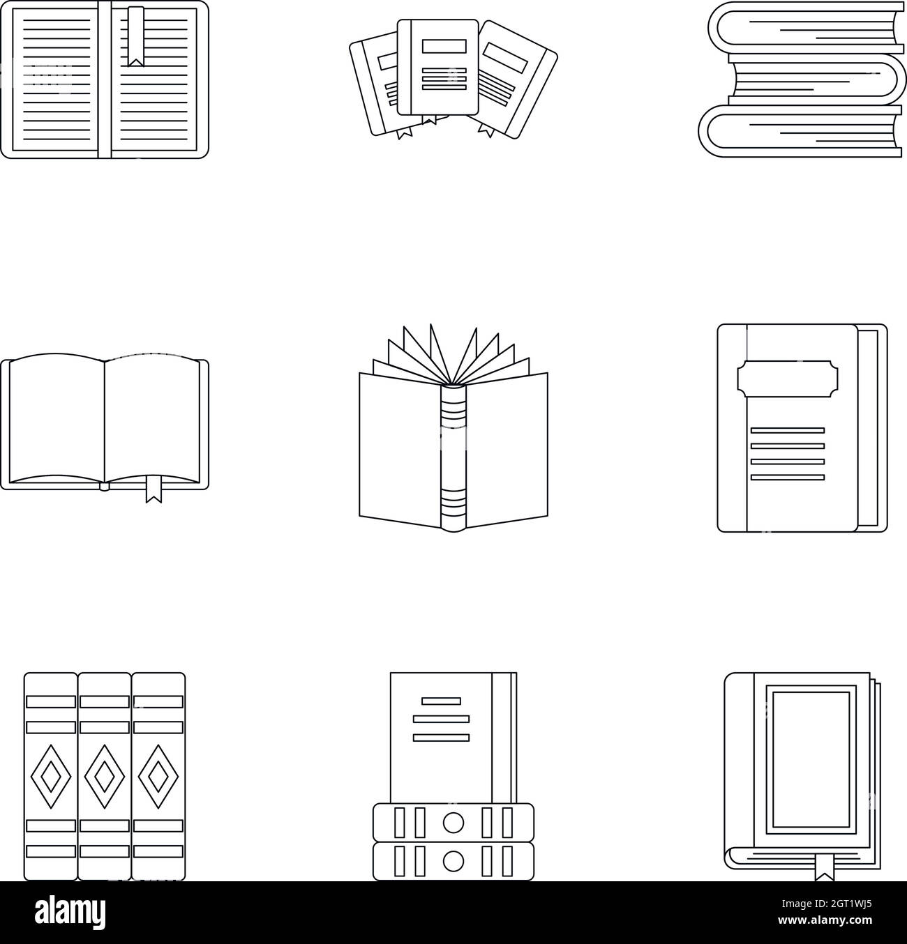 Books icons set, outline style Stock Vector Image & Art - Alamy