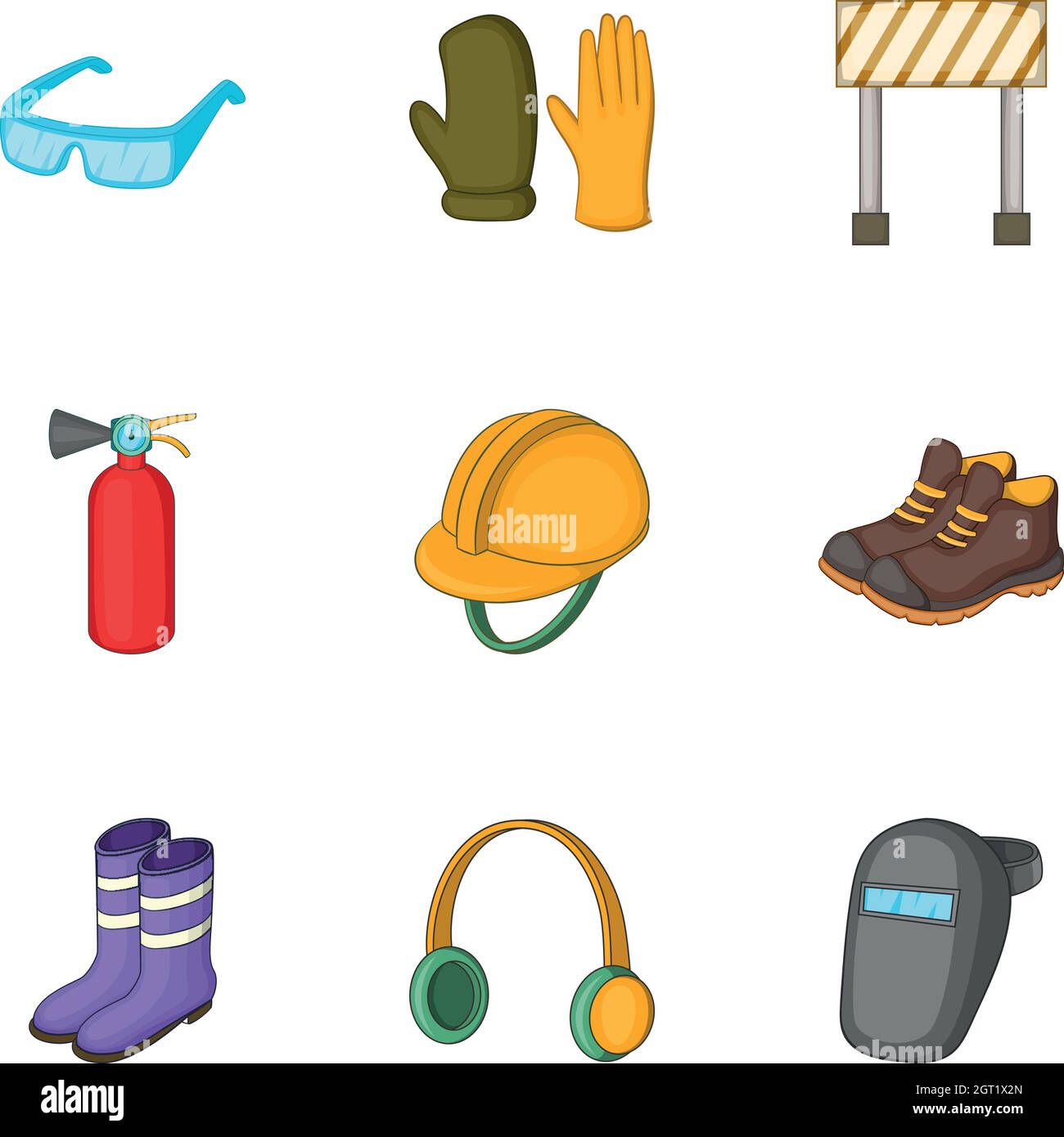 Outfit of road worker icons set, cartoon style Stock Vector Image & Art ...