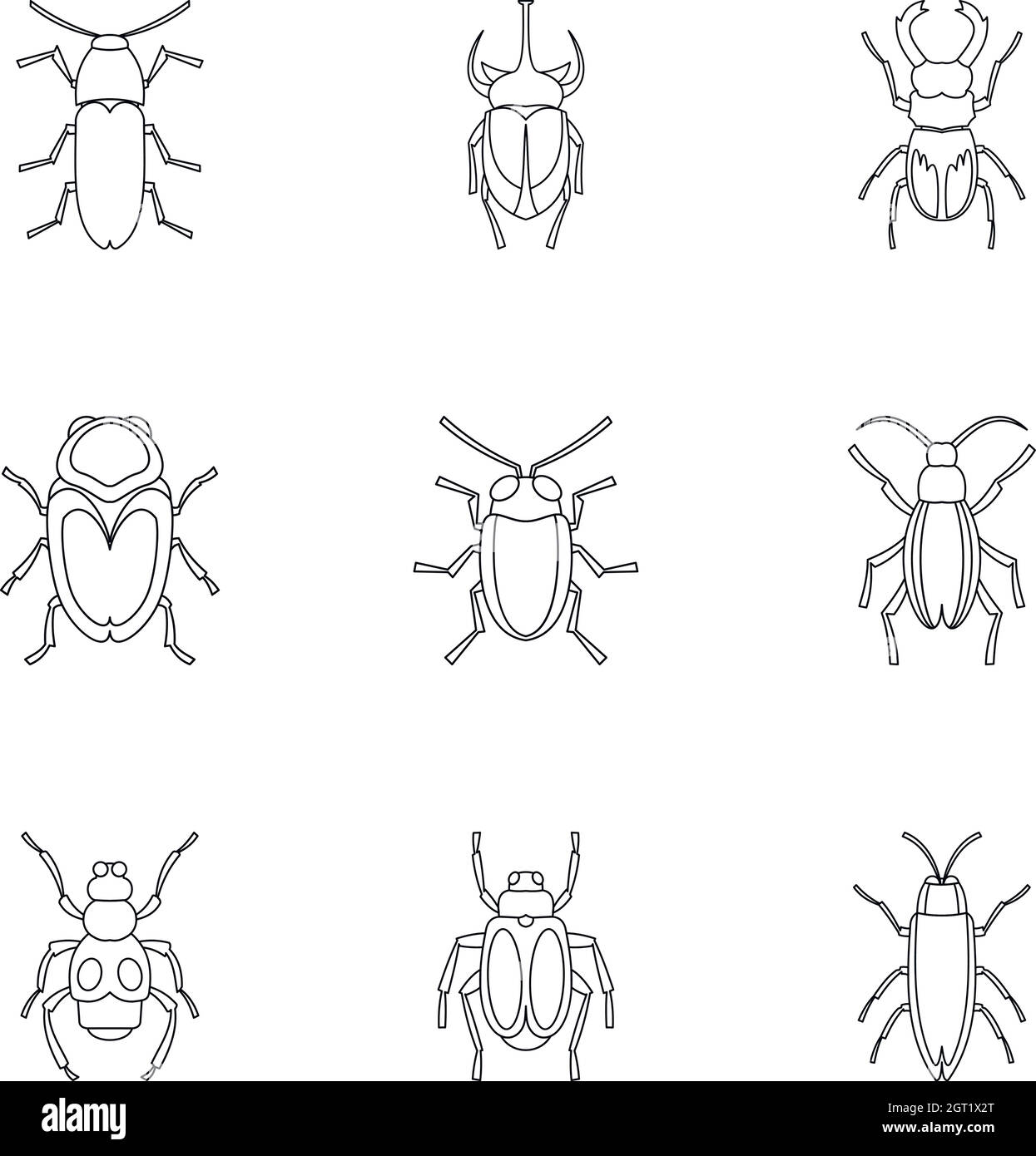 Bugs icons set, outline style Stock Vector Image & Art - Alamy