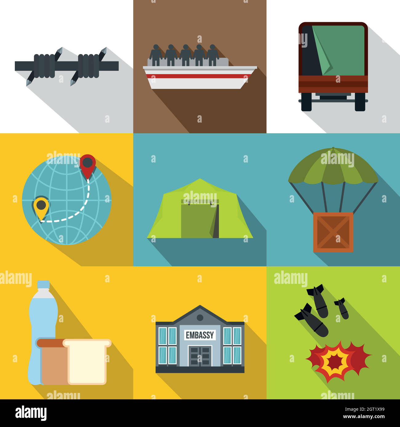 Refugees icons set, flat style Stock Vector Image & Art - Alamy