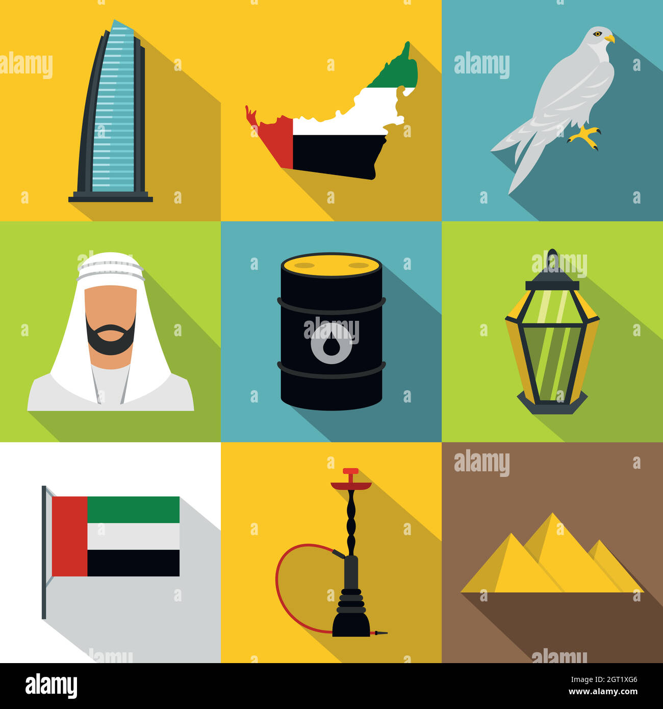 UAE country icons set, flat style Stock Vector Image & Art - Alamy