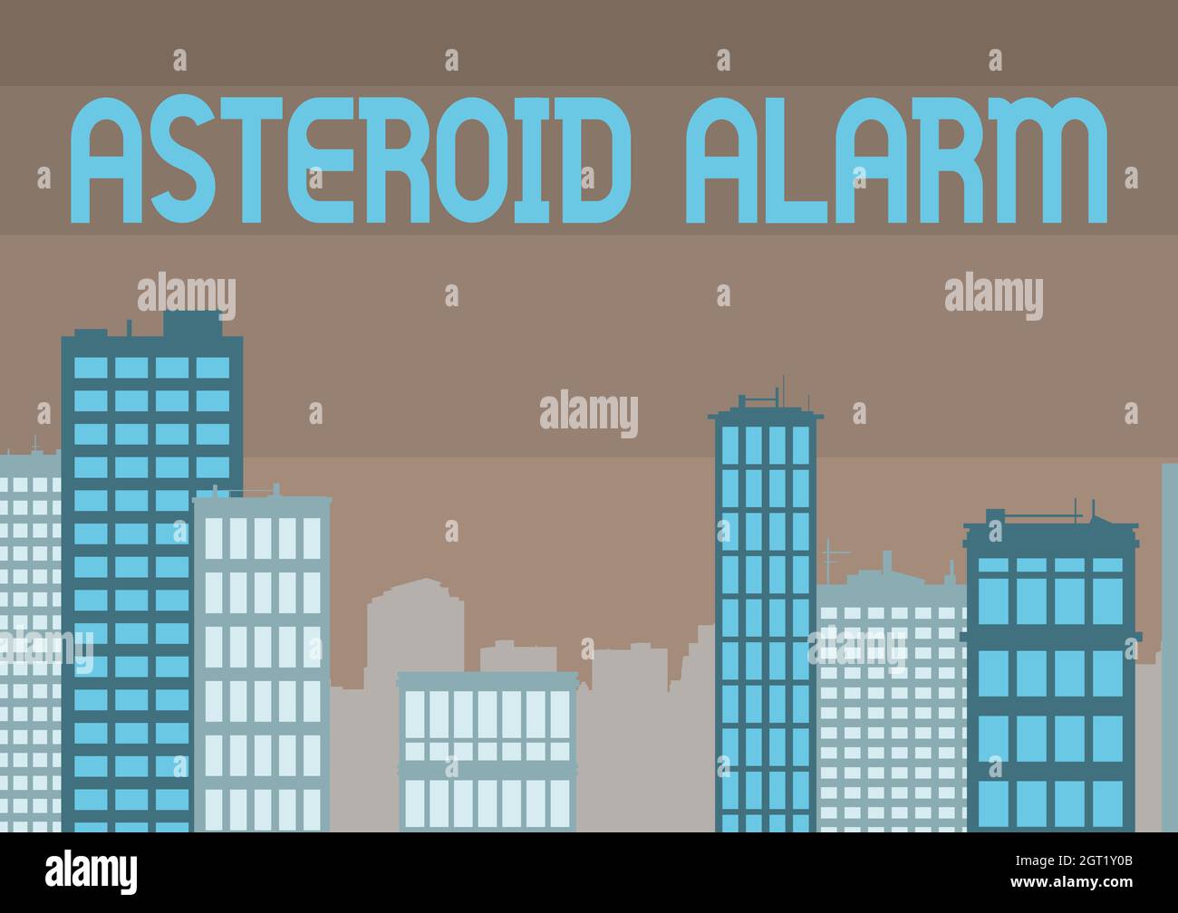 Text caption presenting Asteroid Alarm. Word Written on warning to ... Text caption presenting Asteroid Alarm. Word Written on warning to ...