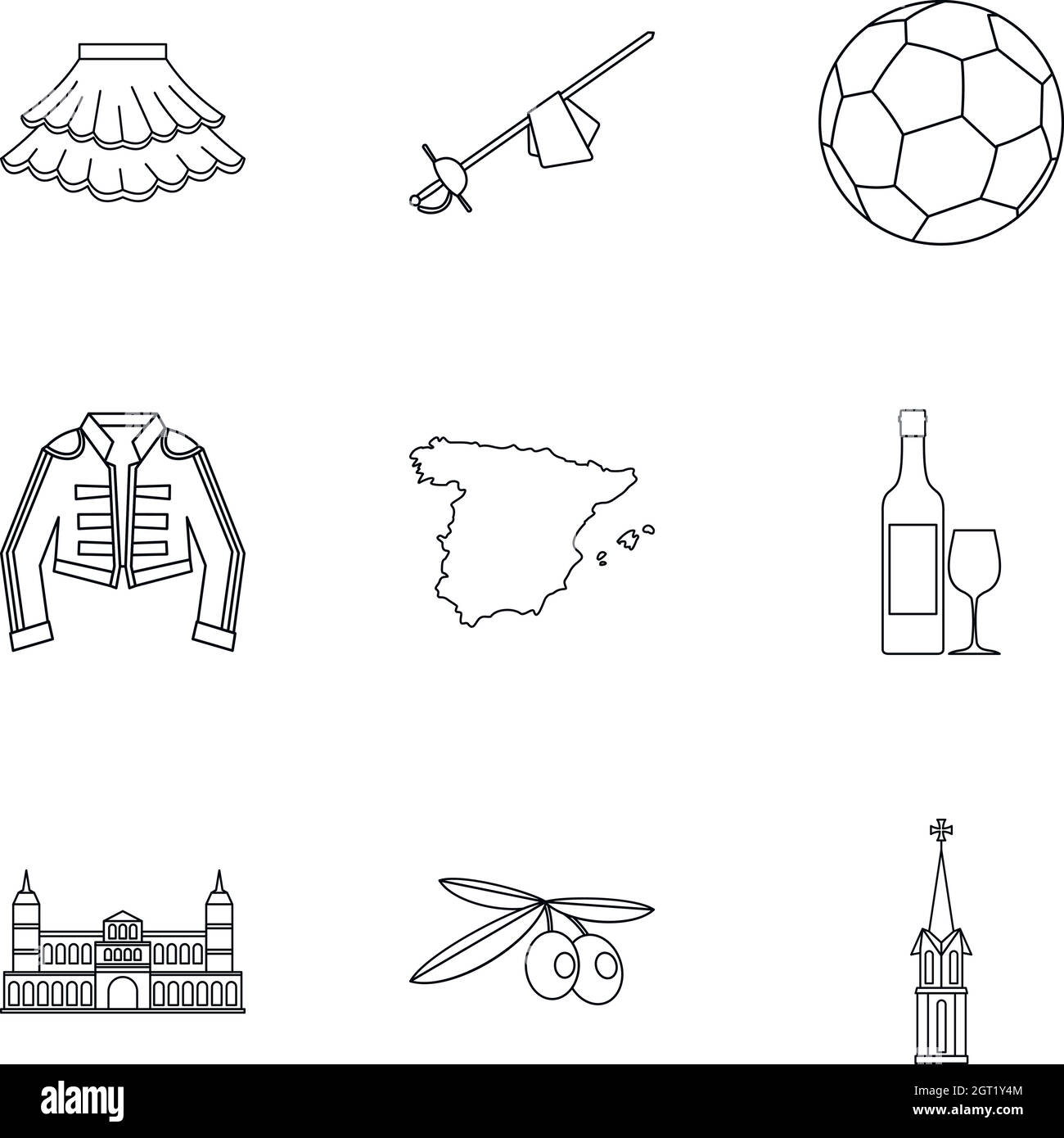 Spain icons set, outline style Stock Vector Image & Art - Alamy