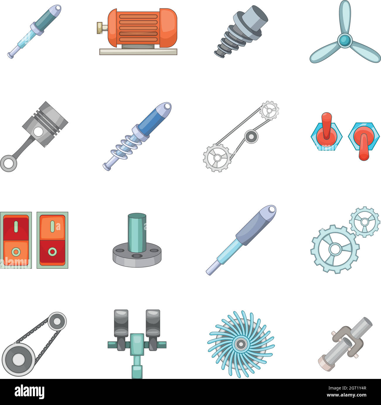 Mechanism parts icons set, cartoon style Stock Vector Image & Art - Alamy