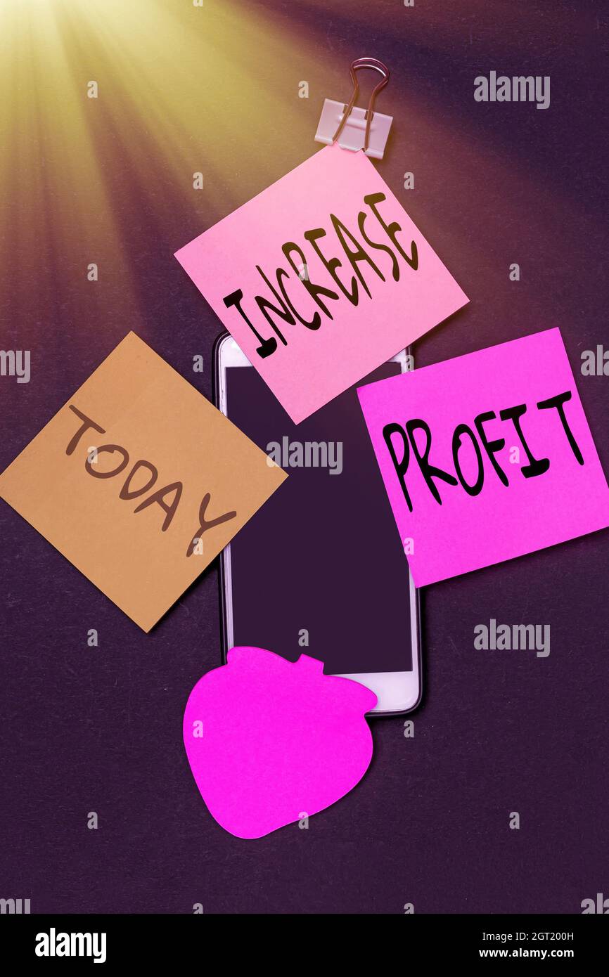 Hand writing sign Increase Profit. Business overview amount of revenue ...