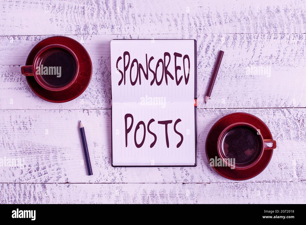 Text showing inspiration Sponsored Posts. Word for post that a business ...