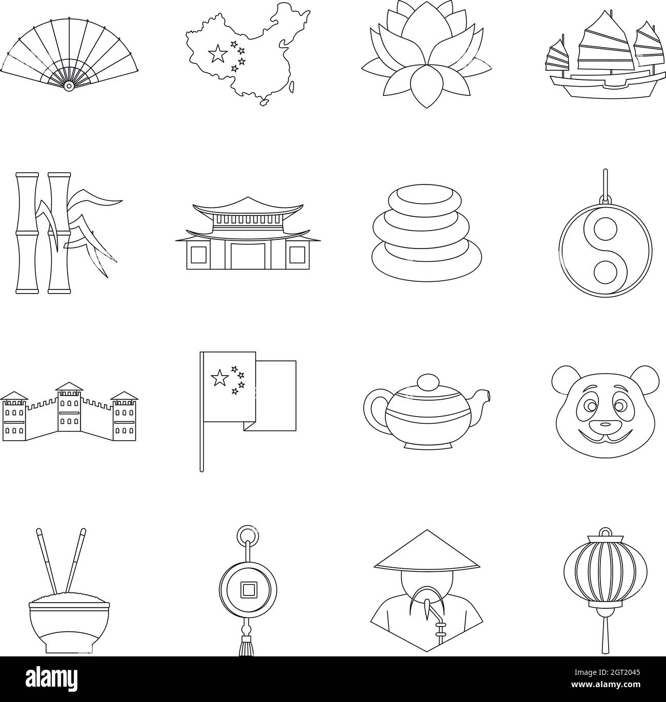 China travel symbols icons set, outline style Stock Vector Image & Art ...
