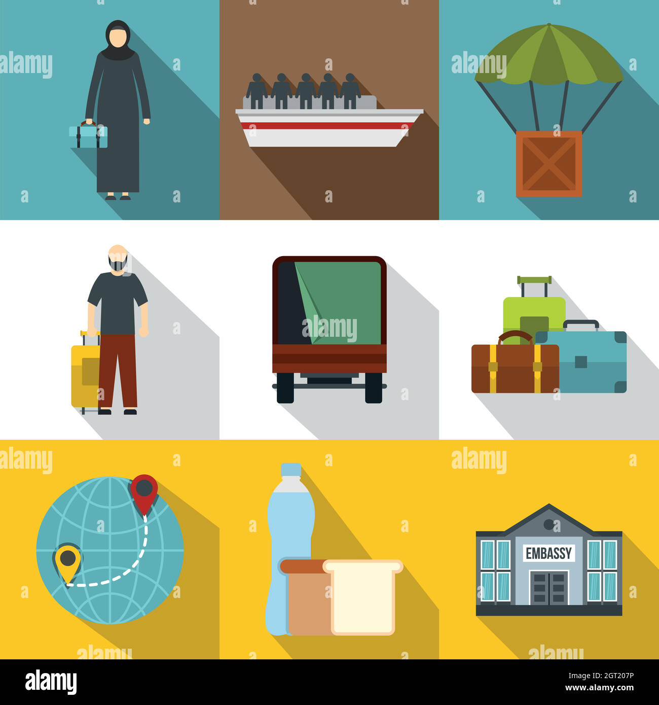 Refugee status icons set, flat style Stock Vector Image & Art - Alamy