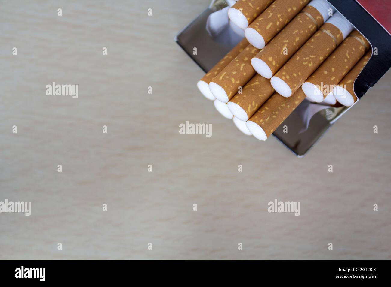 Cigarettes In Pack. Top View With Copy Space Stock Photo - Alamy