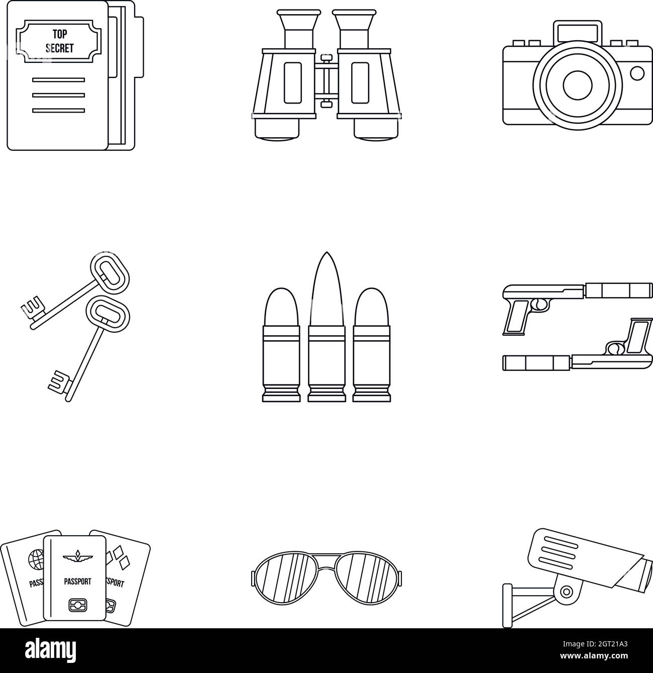 Spy icons set, outline style Stock Vector Image & Art - Alamy