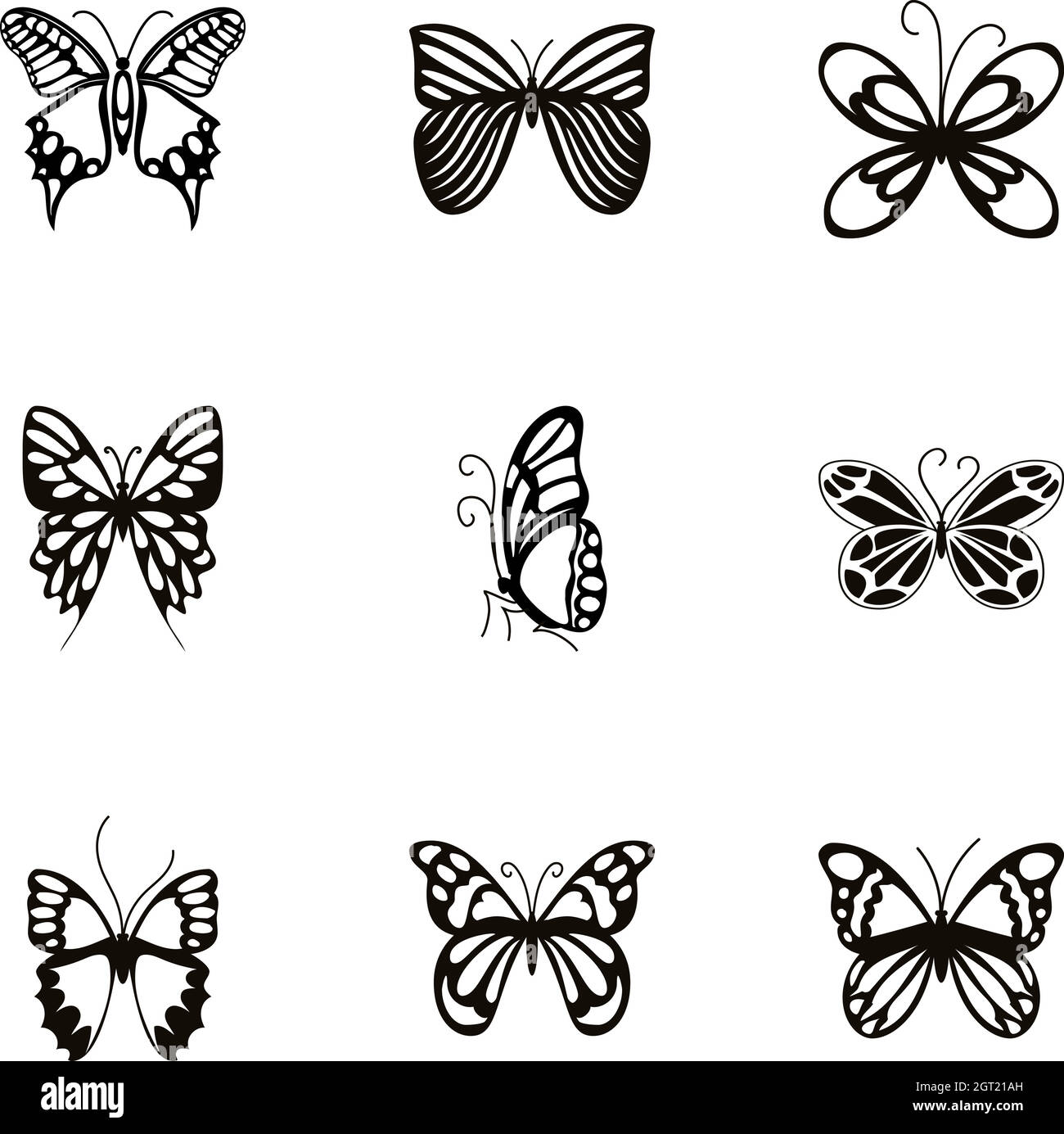 Set vector butterflies isolated Cut Out Stock Images & Pictures - Alamy