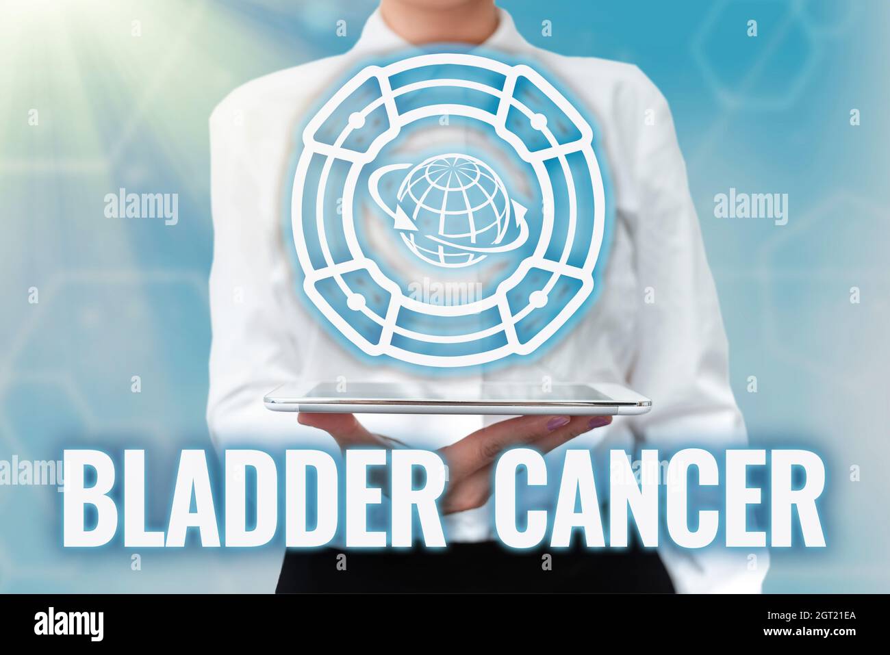Sign displaying Bladder Cancer. Word for form of cancer that begins in ...