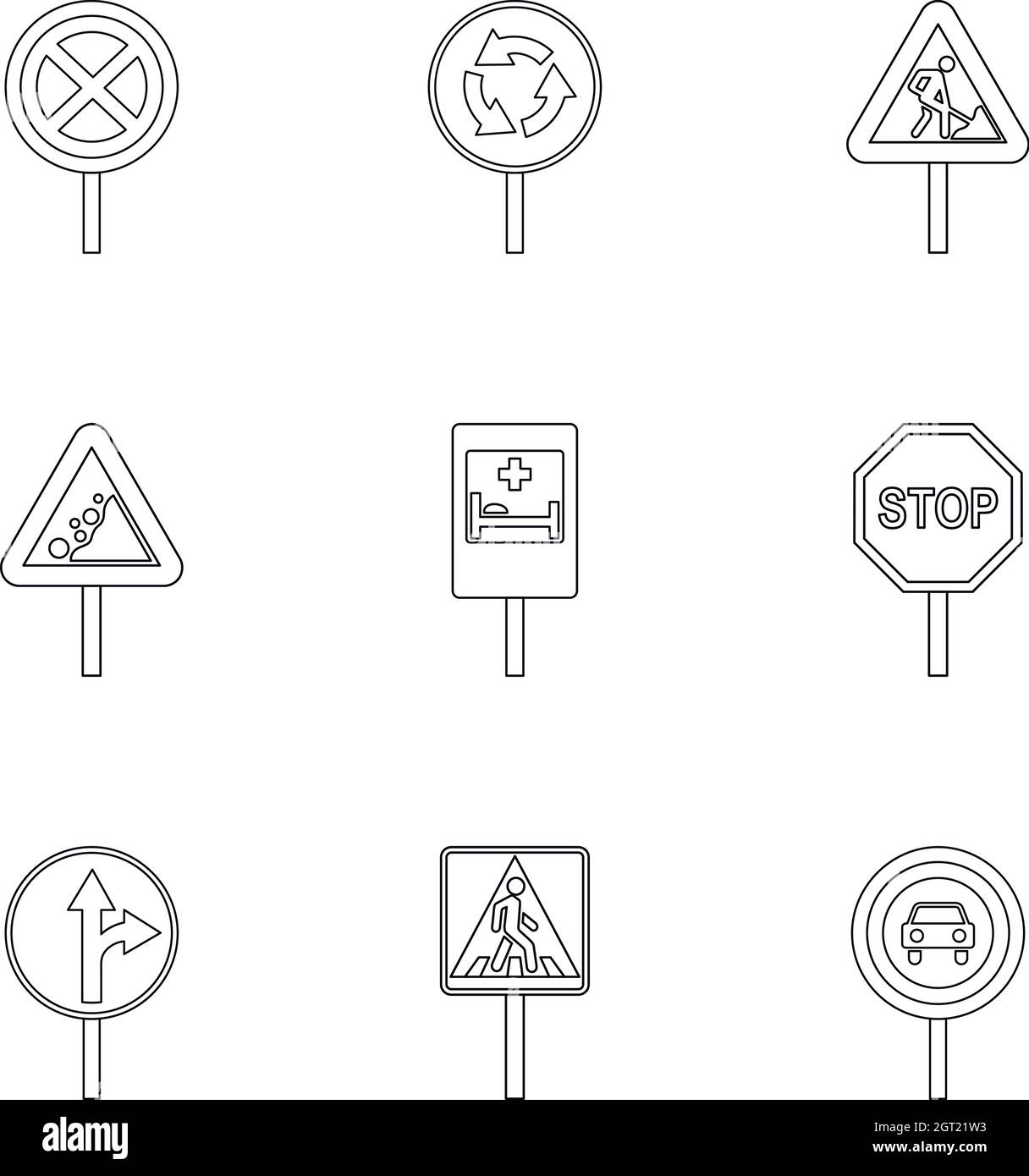 Road sign icons set, outline style Stock Vector Image & Art - Alamy