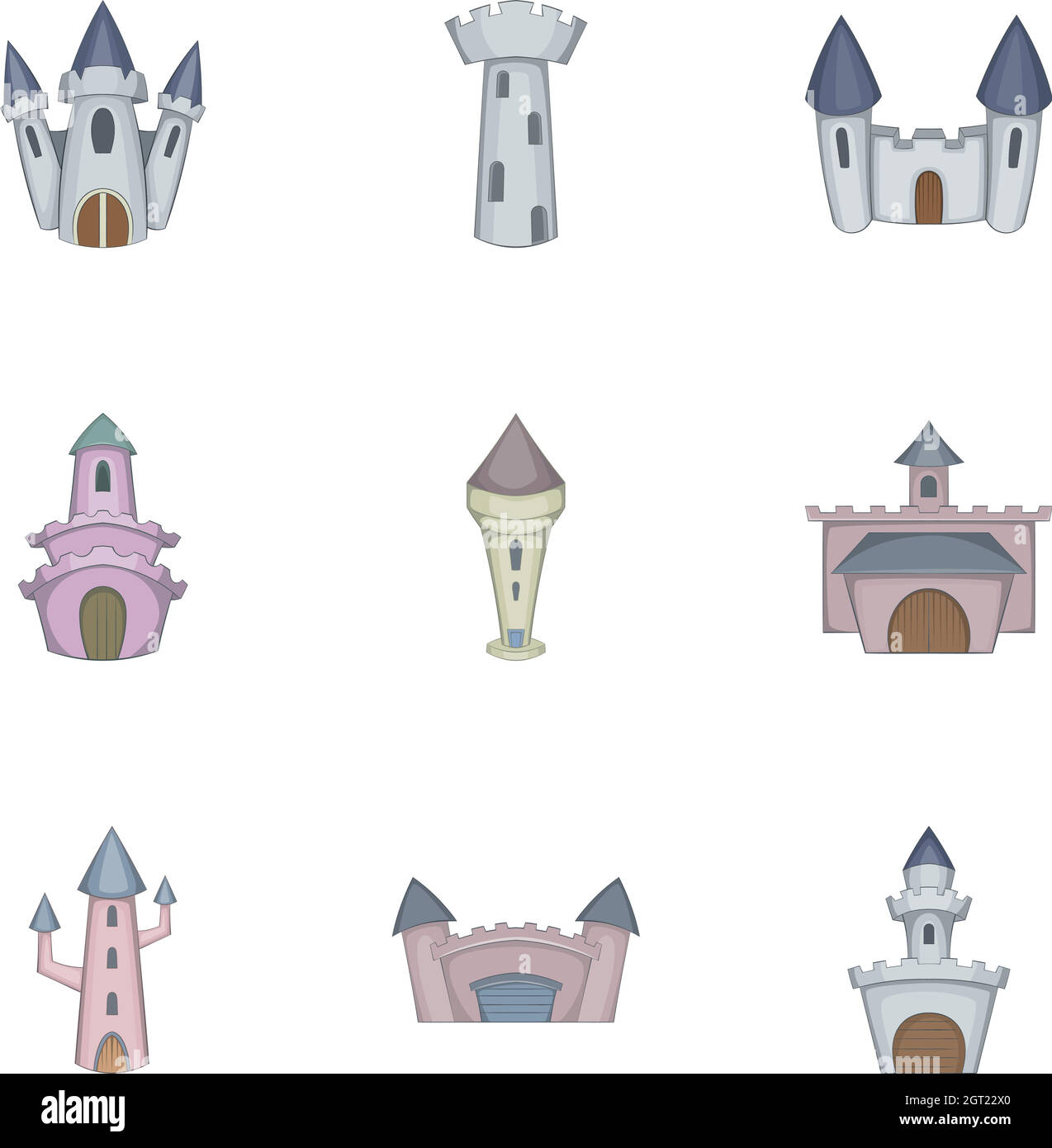 Castle tower icons set, cartoon style Stock Vector Image & Art - Alamy