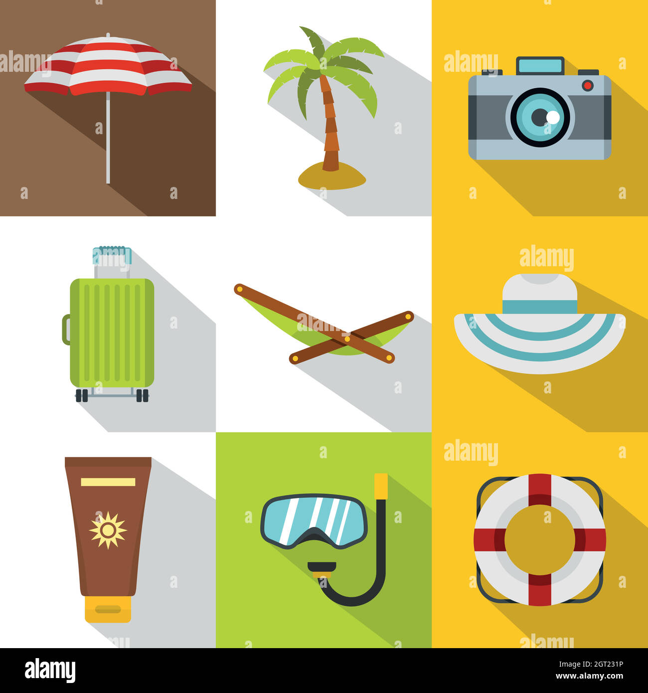Beach icons set, flat style Stock Vector Image & Art - Alamy