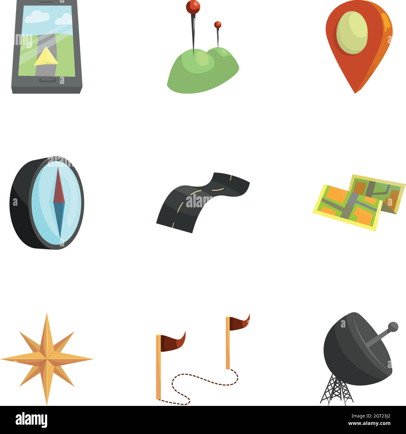 Map, navigation icons set, cartoon style Stock Vector Image & Art - Alamy