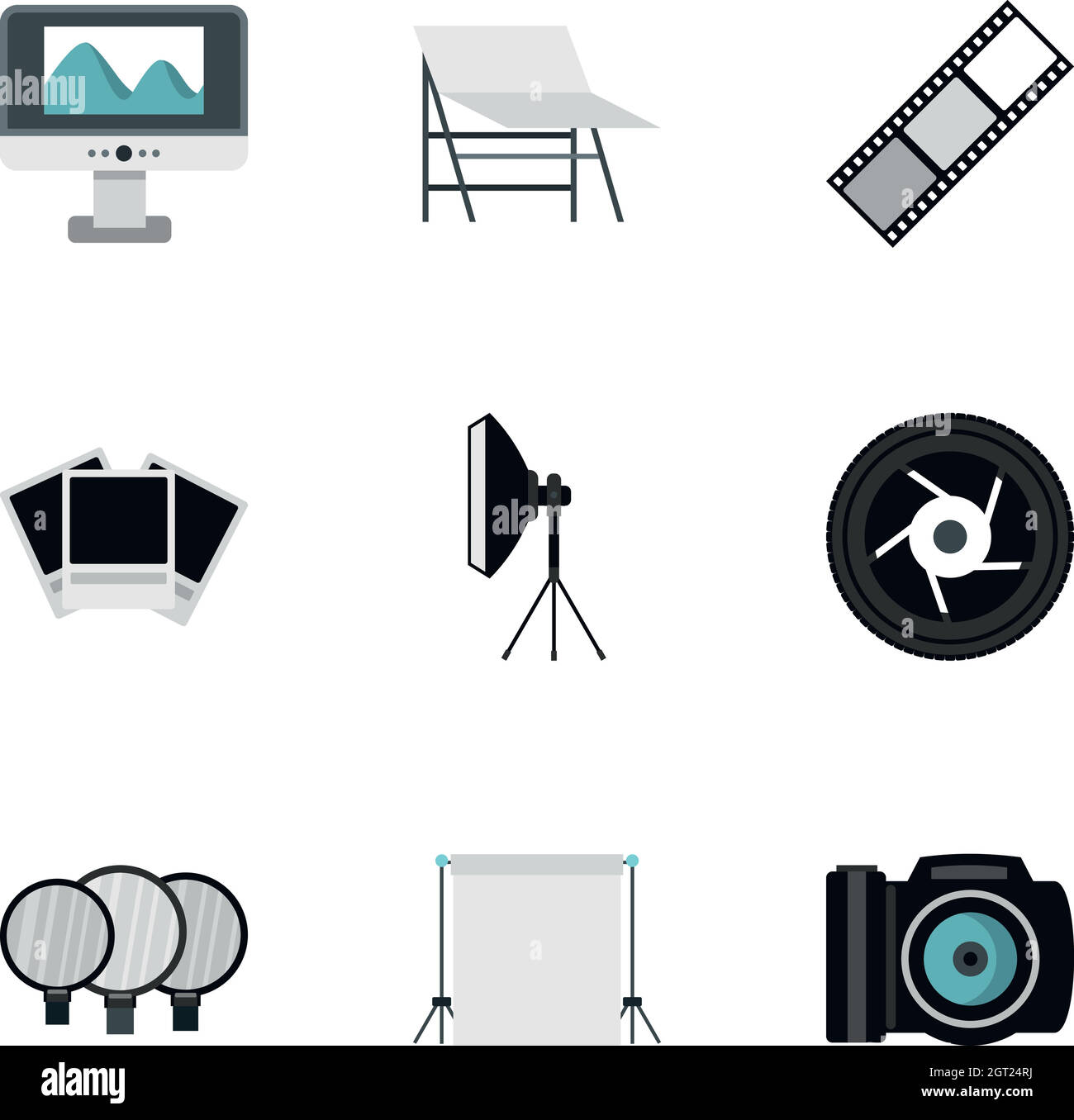 Photo icons set, flat style Stock Vector Image & Art - Alamy