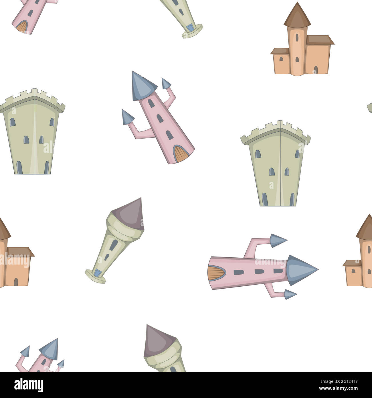 Medieval castles pattern, cartoon style Stock Vector Image & Art - Alamy