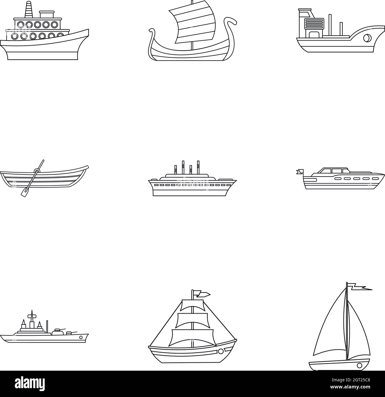 Outline small boat sail hi-res stock photography and images - Alamy