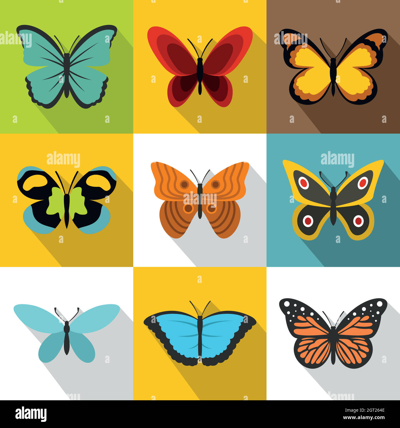 Insects butterflies icons set, flat style Stock Vector Image & Art - Alamy