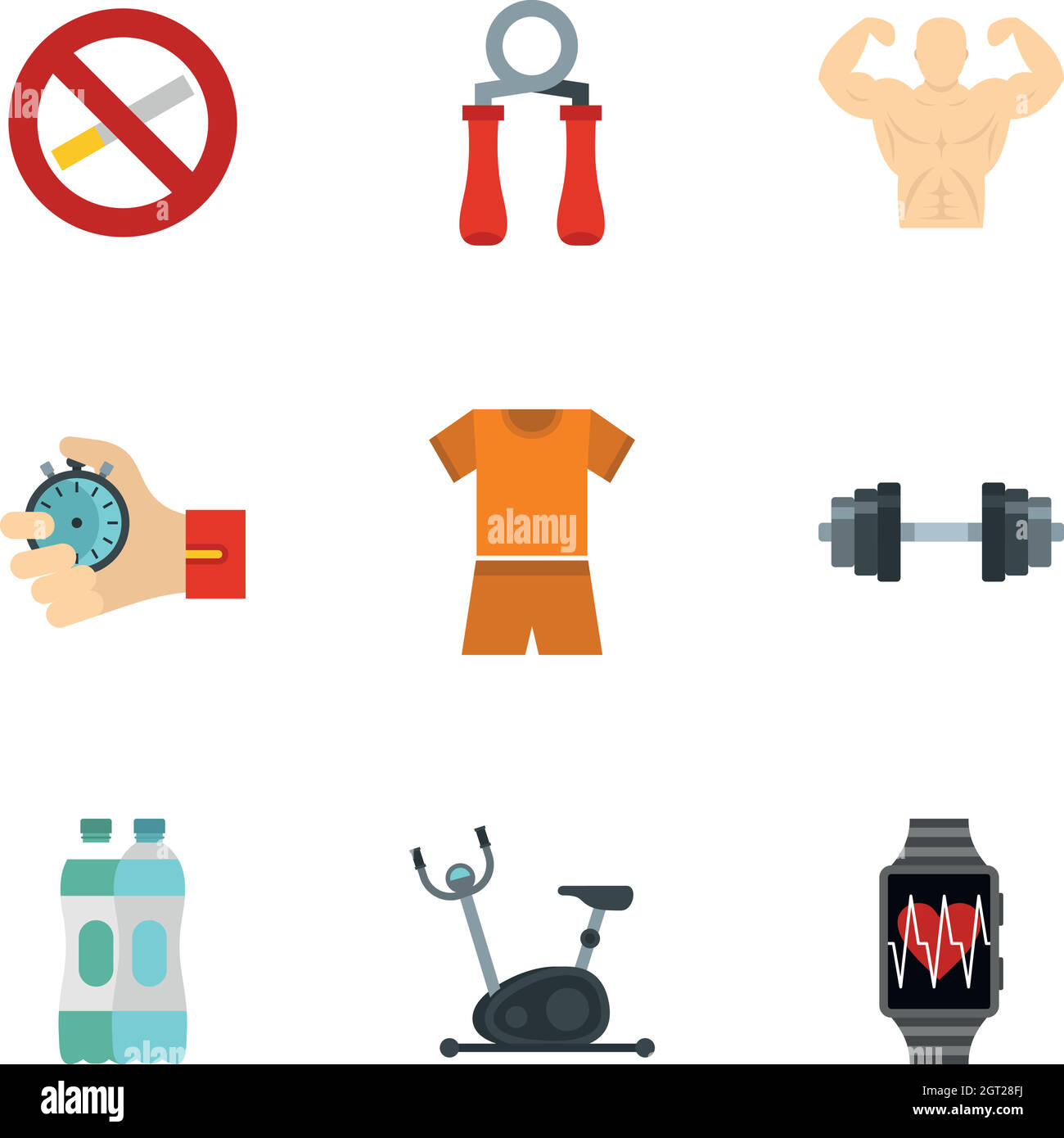 Fitness icons set, flat style Stock Vector Image & Art - Alamy