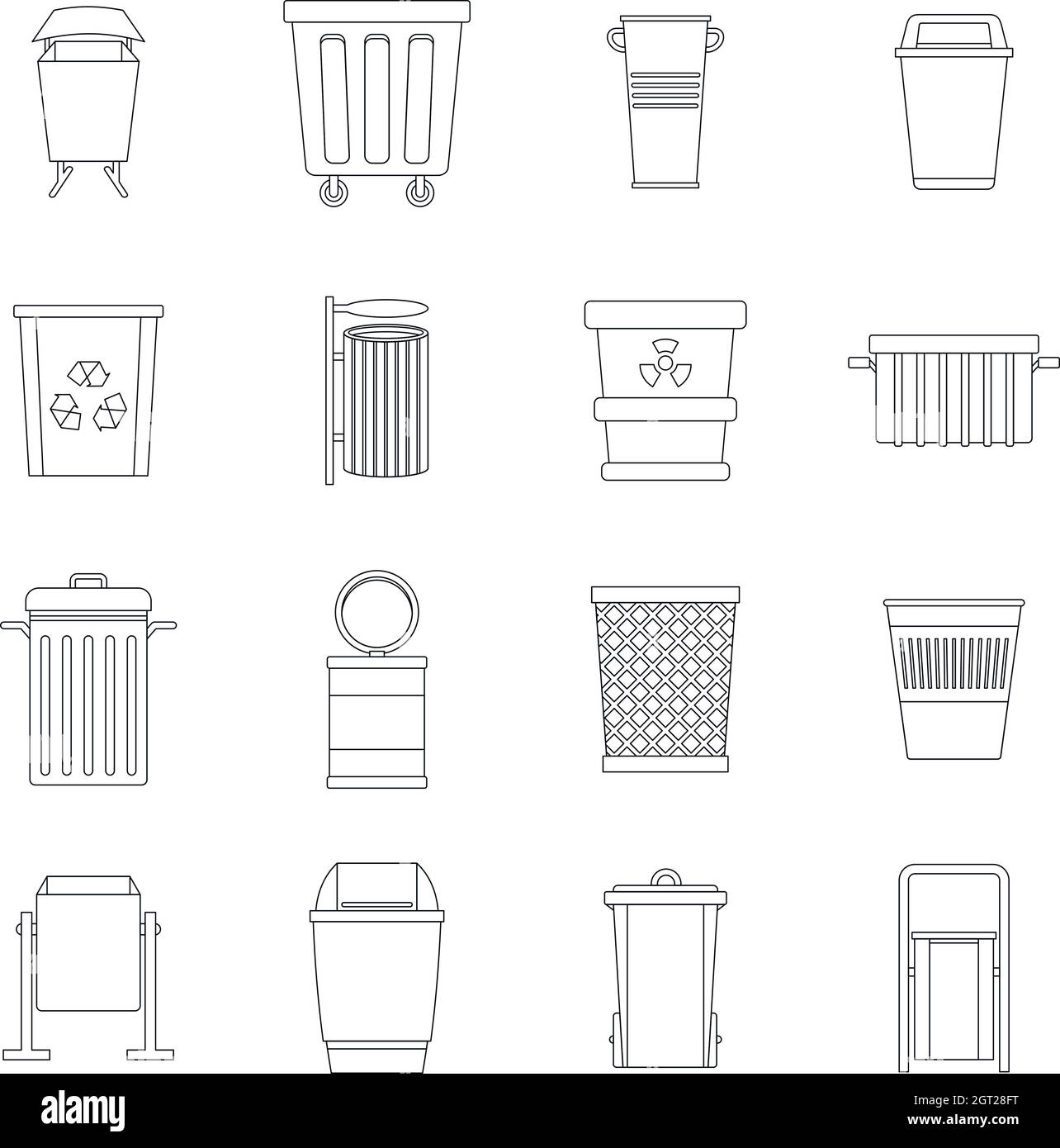 Garbage container icons set, outline style Stock Vector Image & Art - Alamy