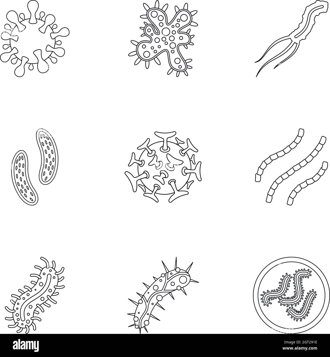 Bacteria icons set, outline style Stock Vector Image & Art - Alamy